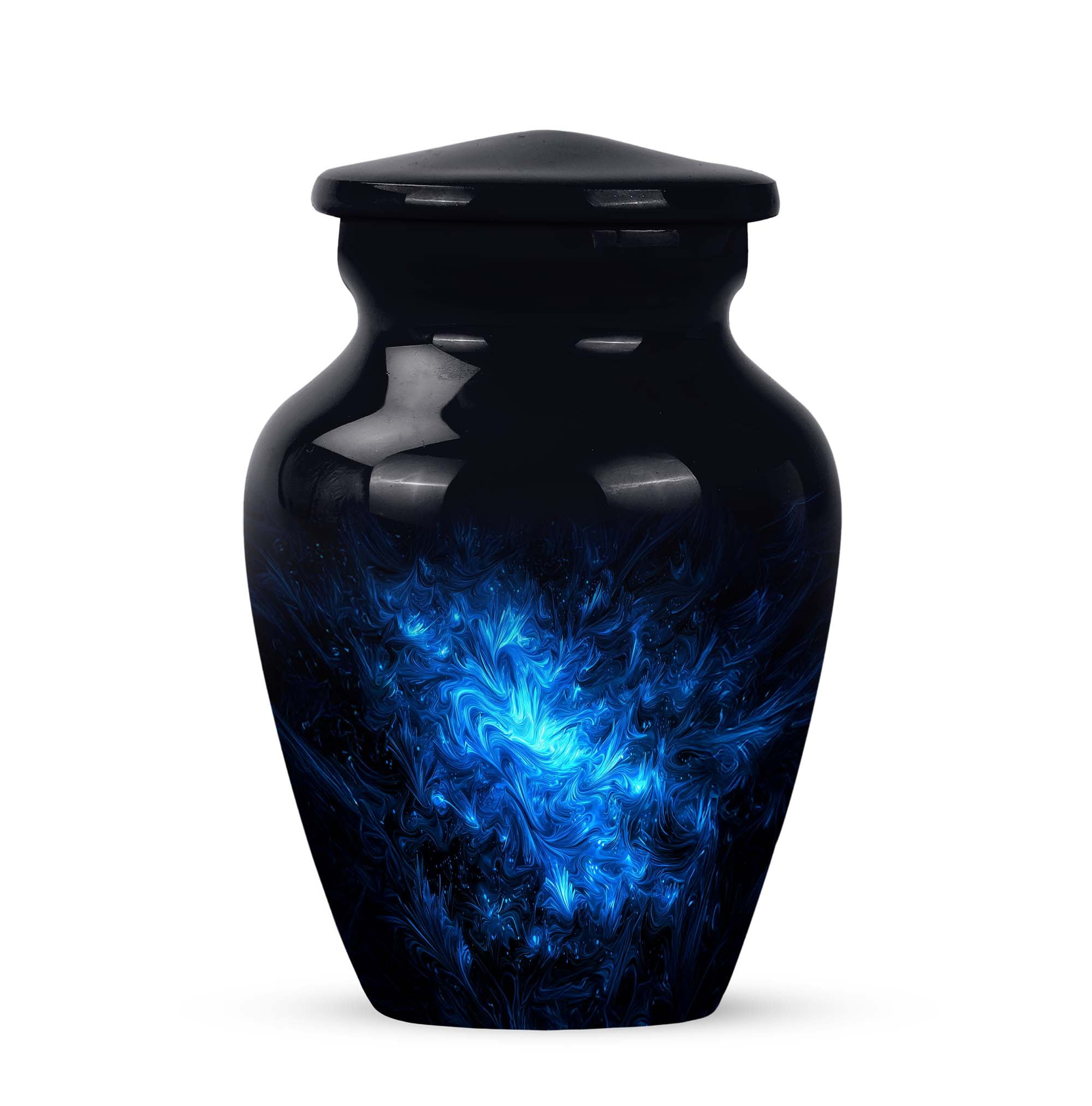 MUKTIVE Blue Abstract Small Urn for Ashes for Men & Women - Classic Funeral Cremation Keepsake ...