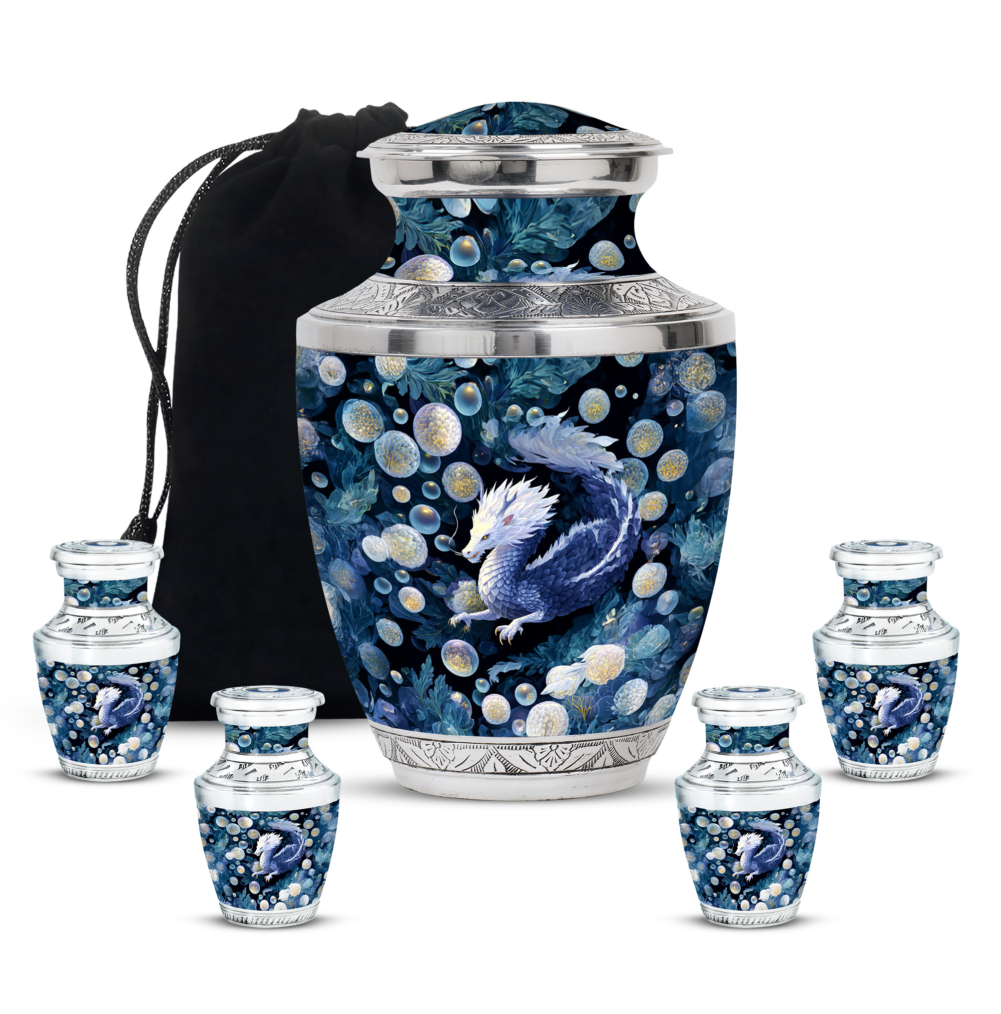 MUKTIVE Blue Dragon Urns for Ashes for Women Cremation, Large Black ...