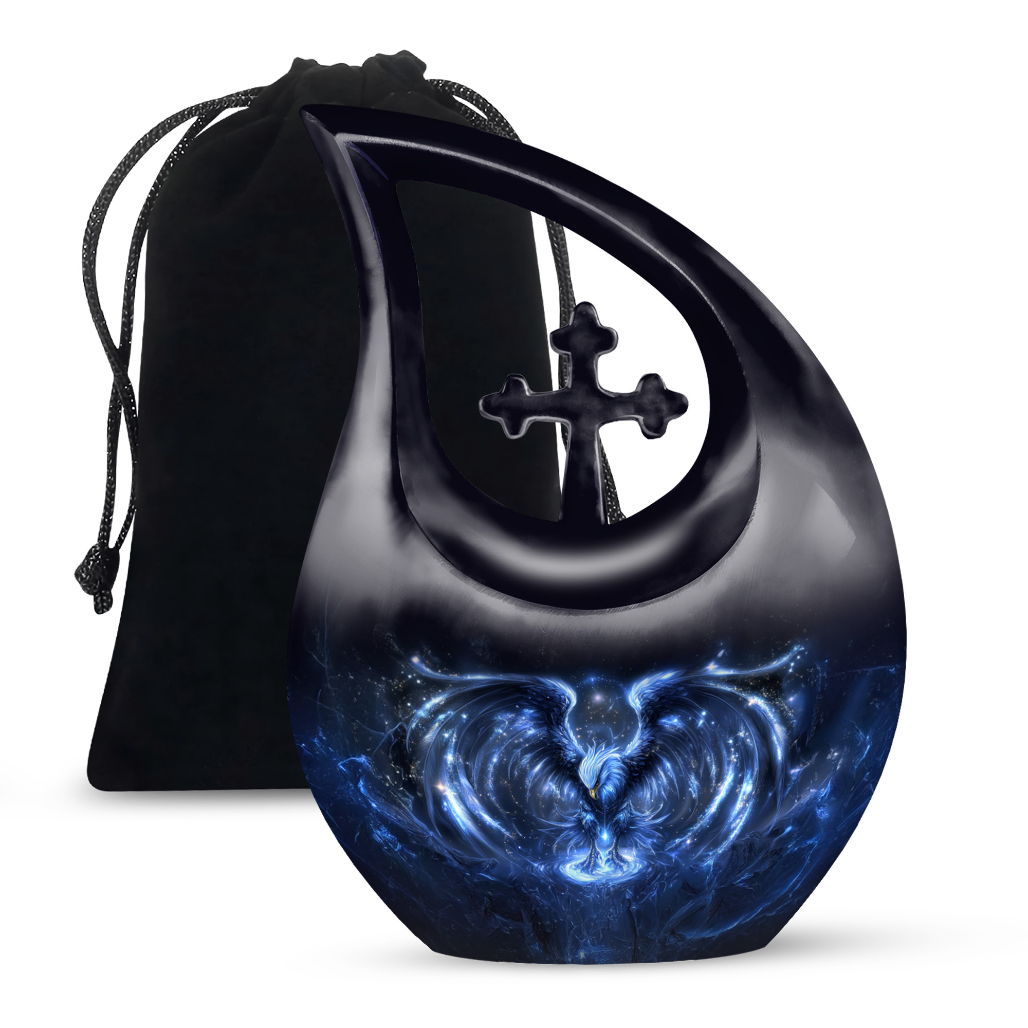 MUKTIVE Blue Eagle Large Cremation Urn for Human Ashes for Male - Cross ...