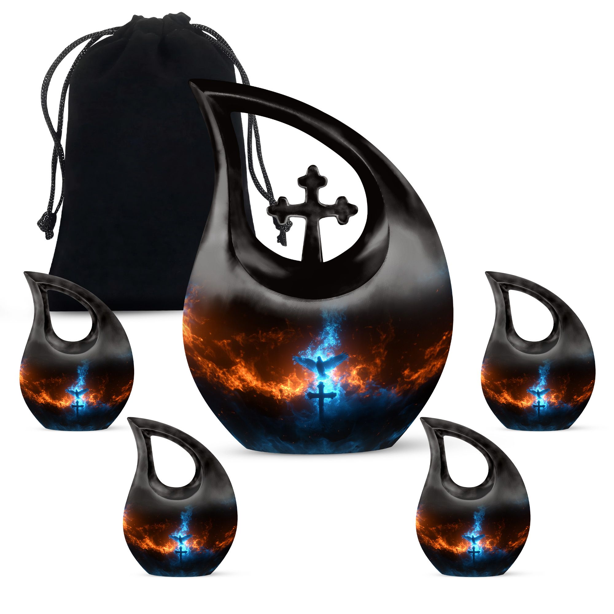 MUKTIVE Blue Flame With Flying Dove Human Remain Urns for Ashes Female ...
