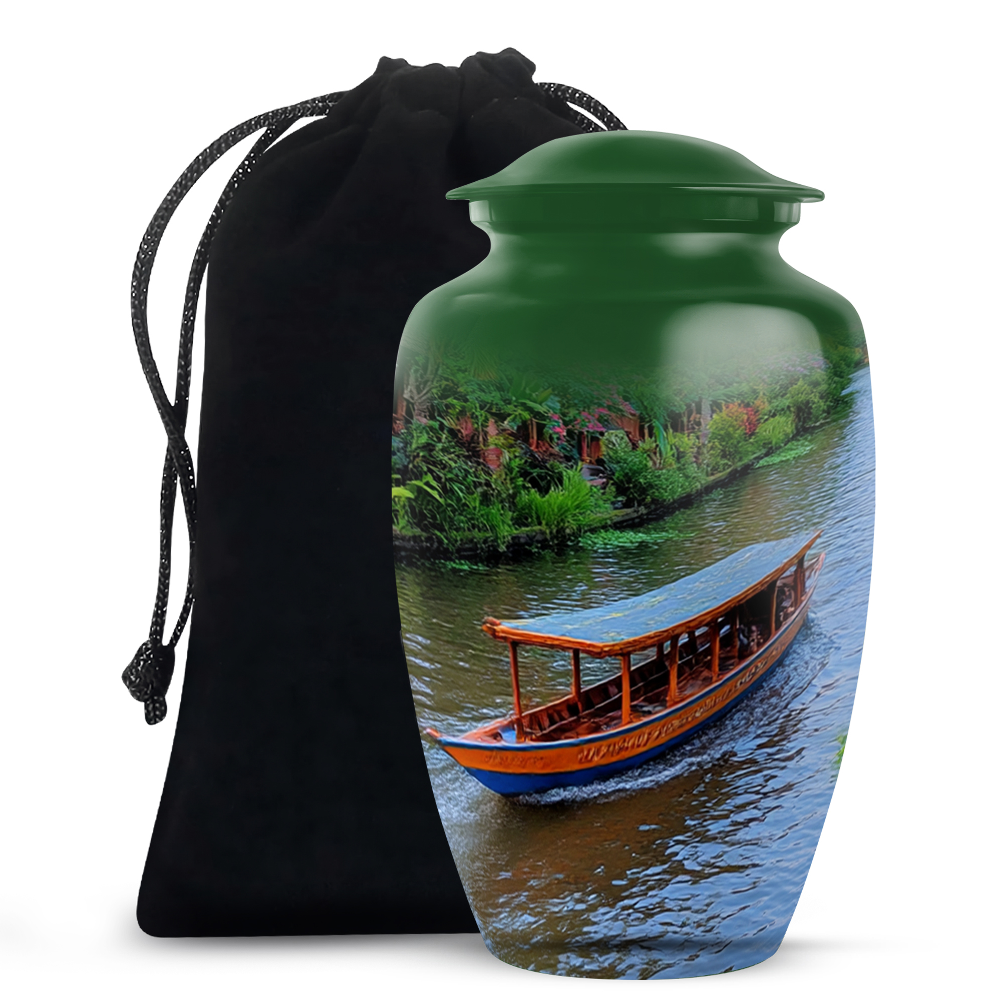 MUKTIVE Boat Burial Urn for Human Ashes Mom, Green Cremation Urns for ...