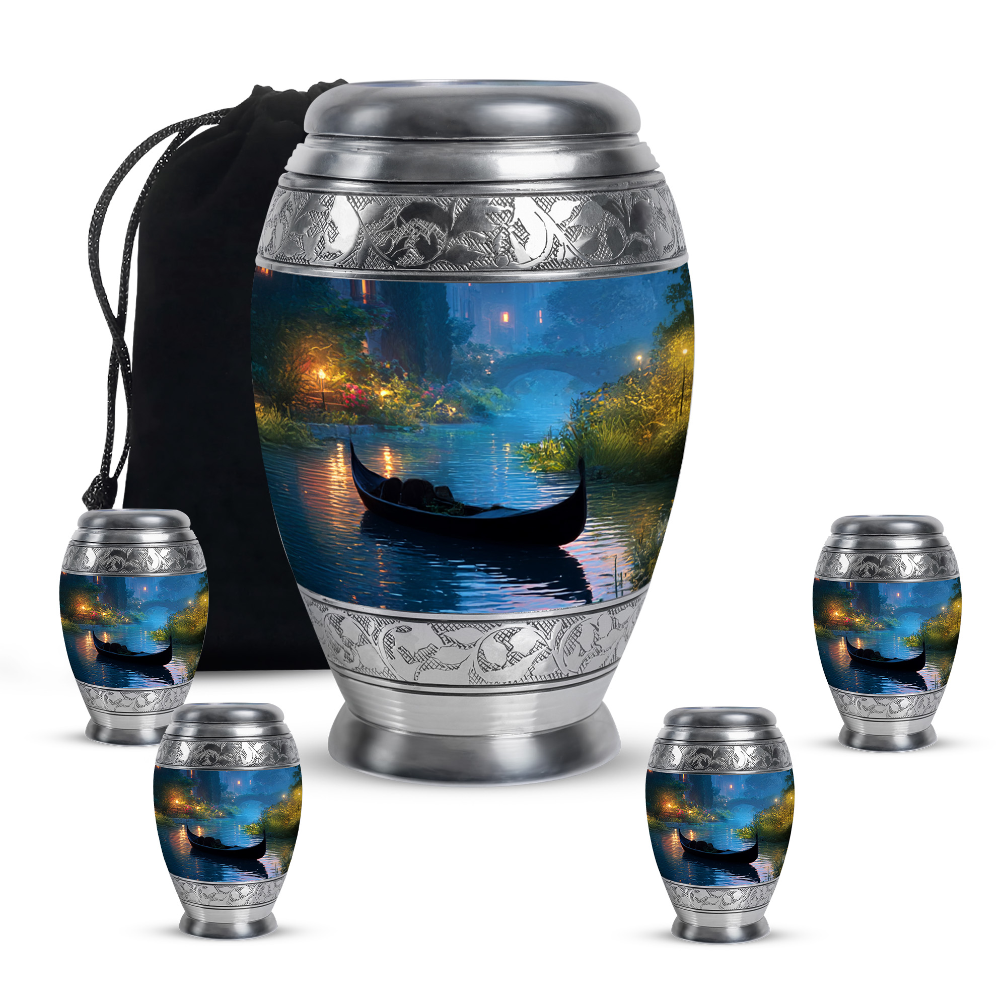 MUKTIVE Boat Funeral Urn for Human Ashes Adult Teenager, Large Blue ...