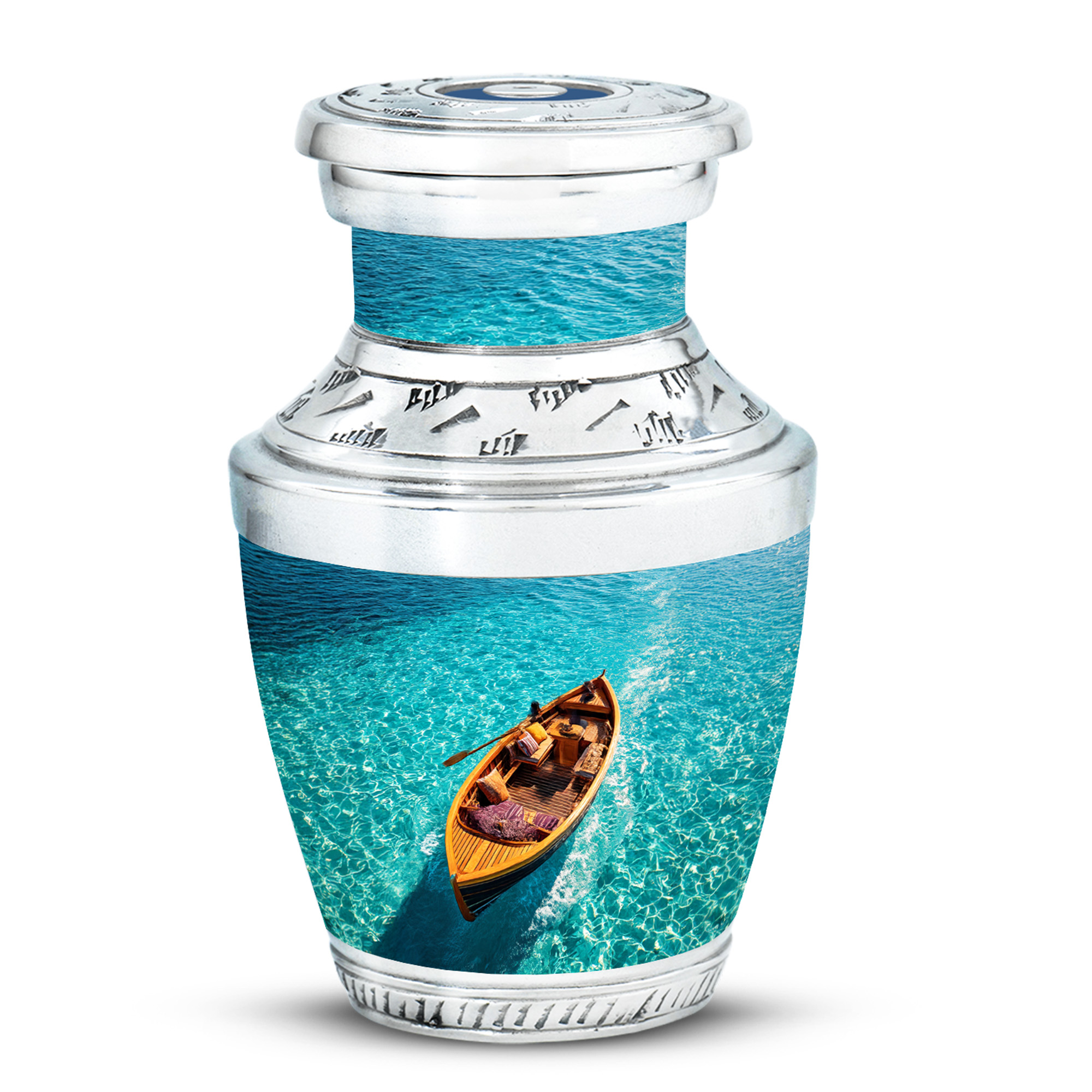 MUKTIVE Boat Memorial Female Cremation Urn for Human Ashes, Aqua Blue ...