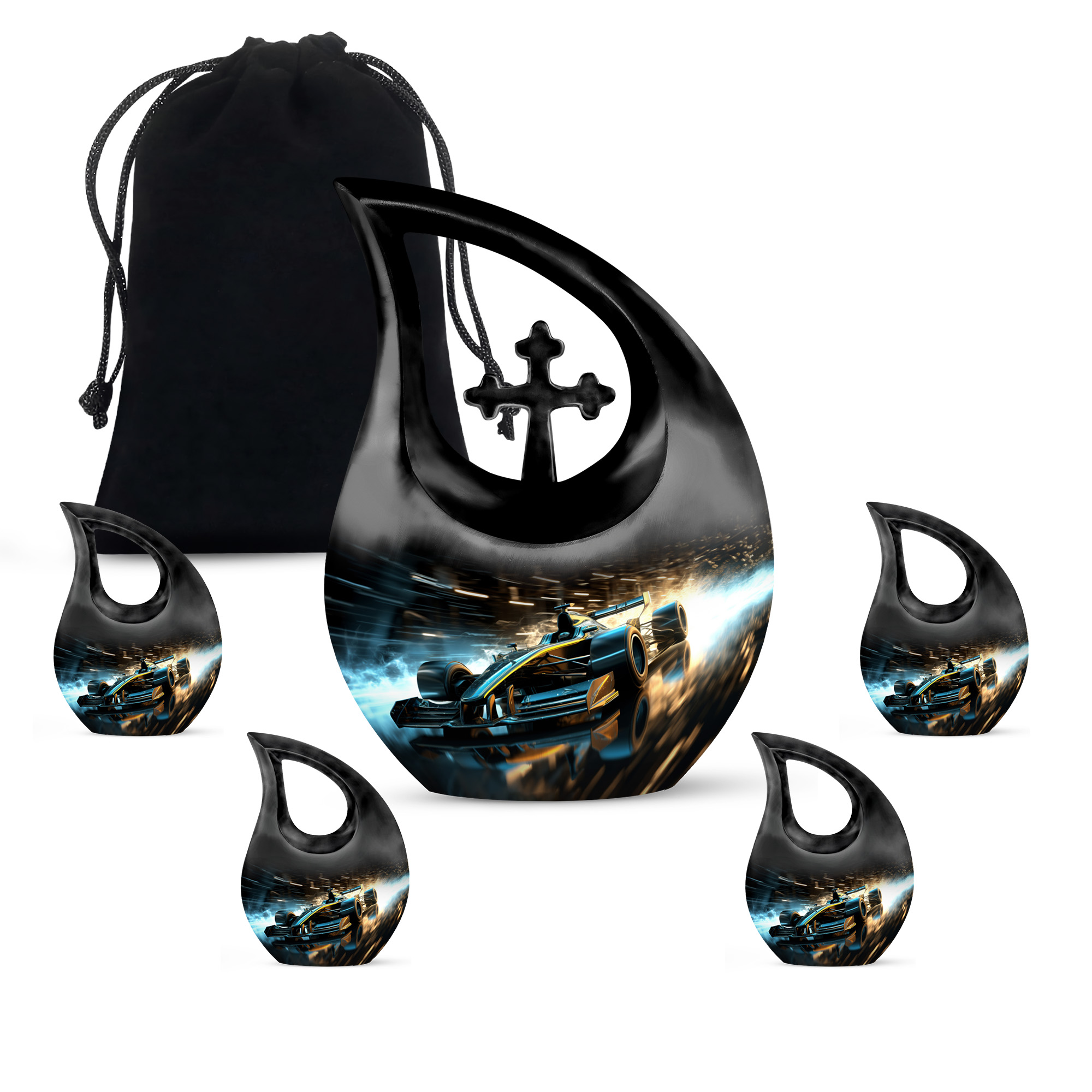 MUKTIVE Car Burial Urns for Human Ashes Adult Female, Black Memorial ...