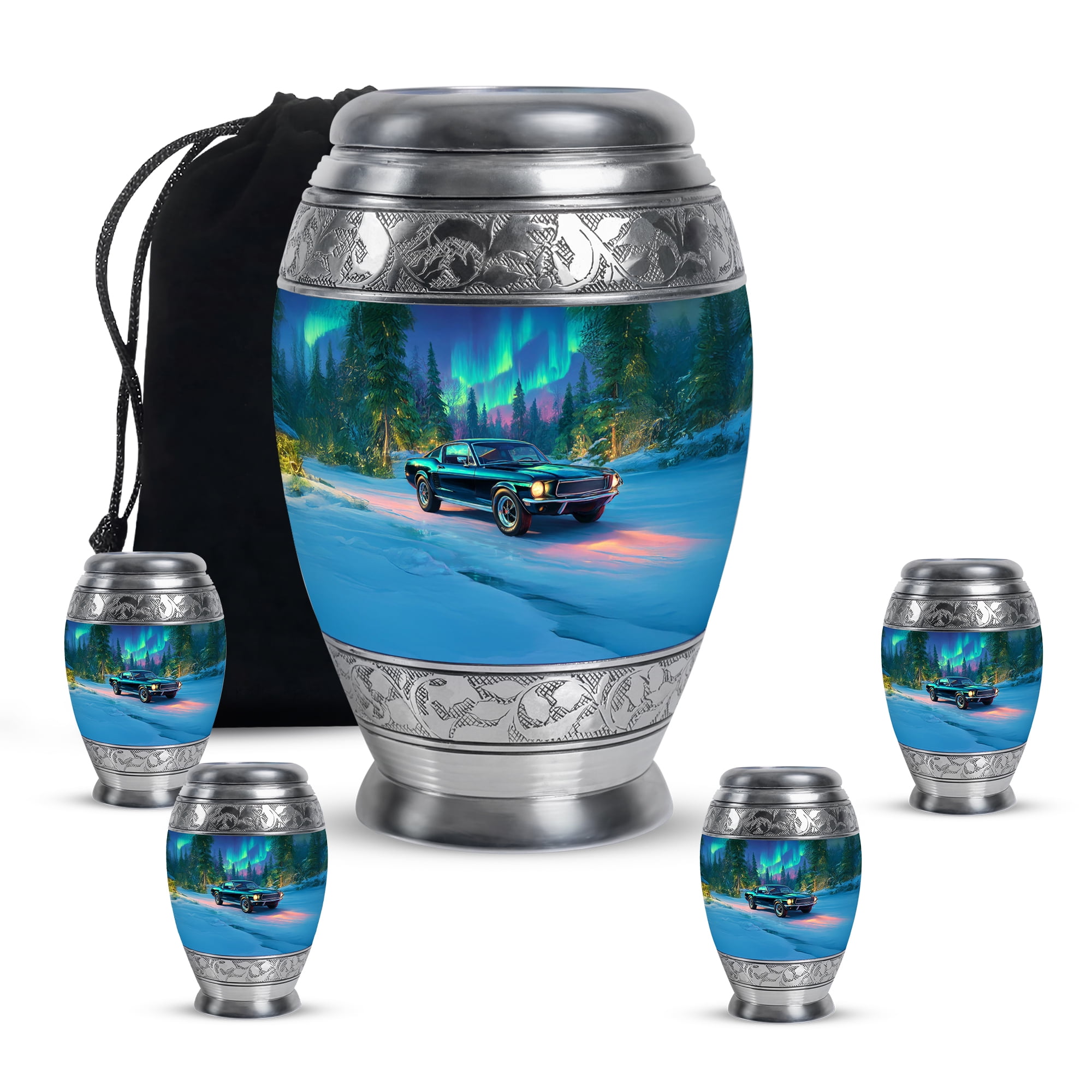 MUKTIVE Car Cremation Urns for Human, Large 10 Inch Blue Urn for Women ...