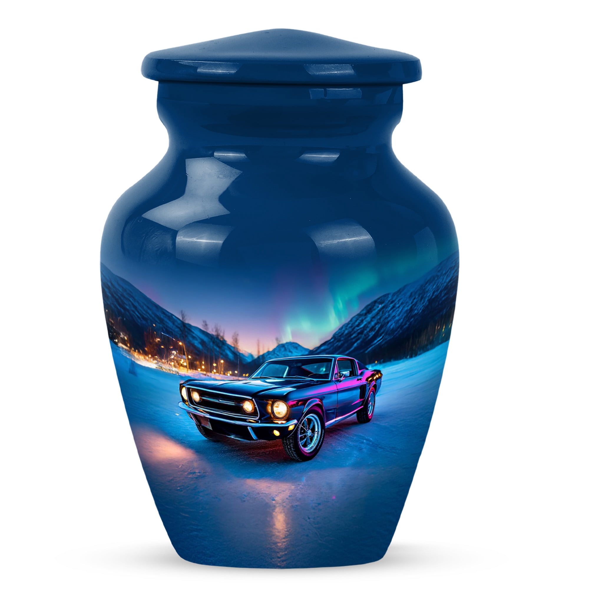 MUKTIVE Car Mini Funeral Urns for Adult Male, Small Blue Cremation Urn ...