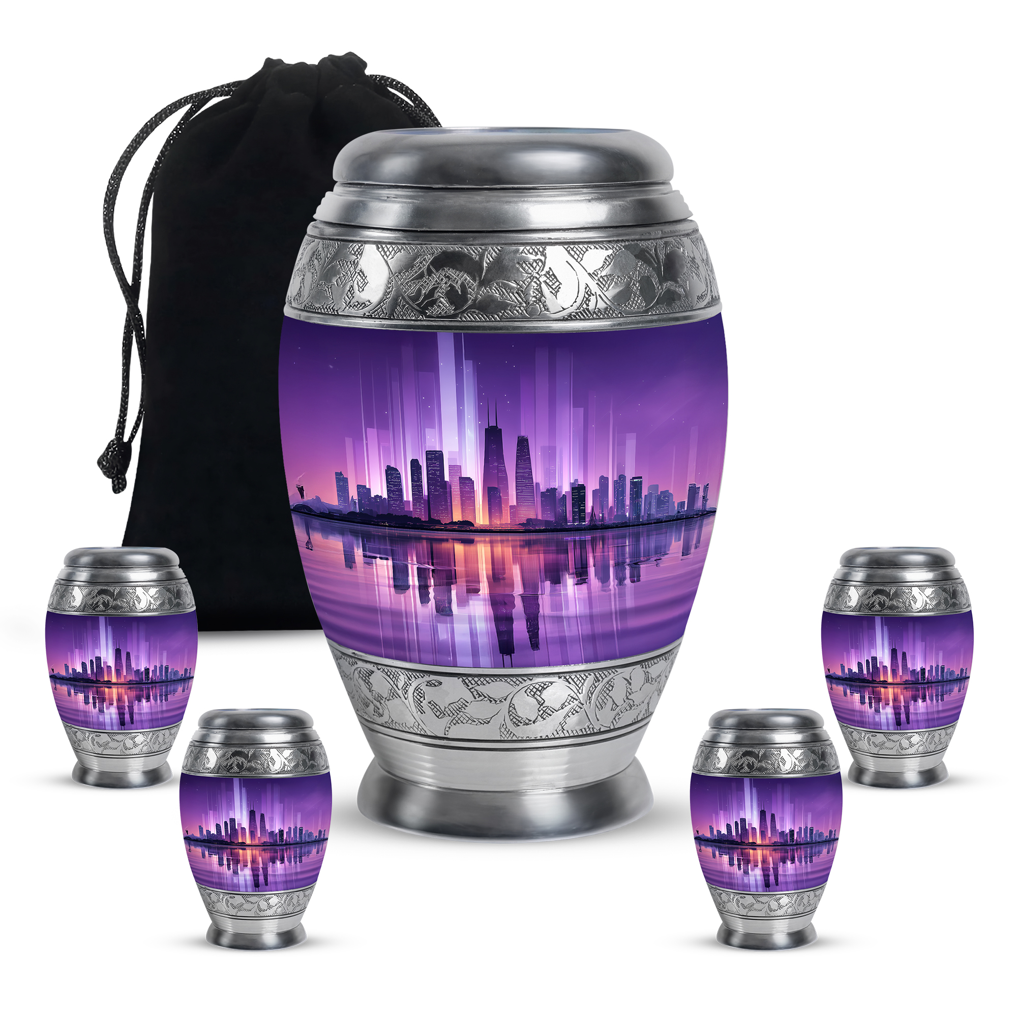 MUKTIVE City Burial Urns for Adult Male - 10 Inch Large Purple ...