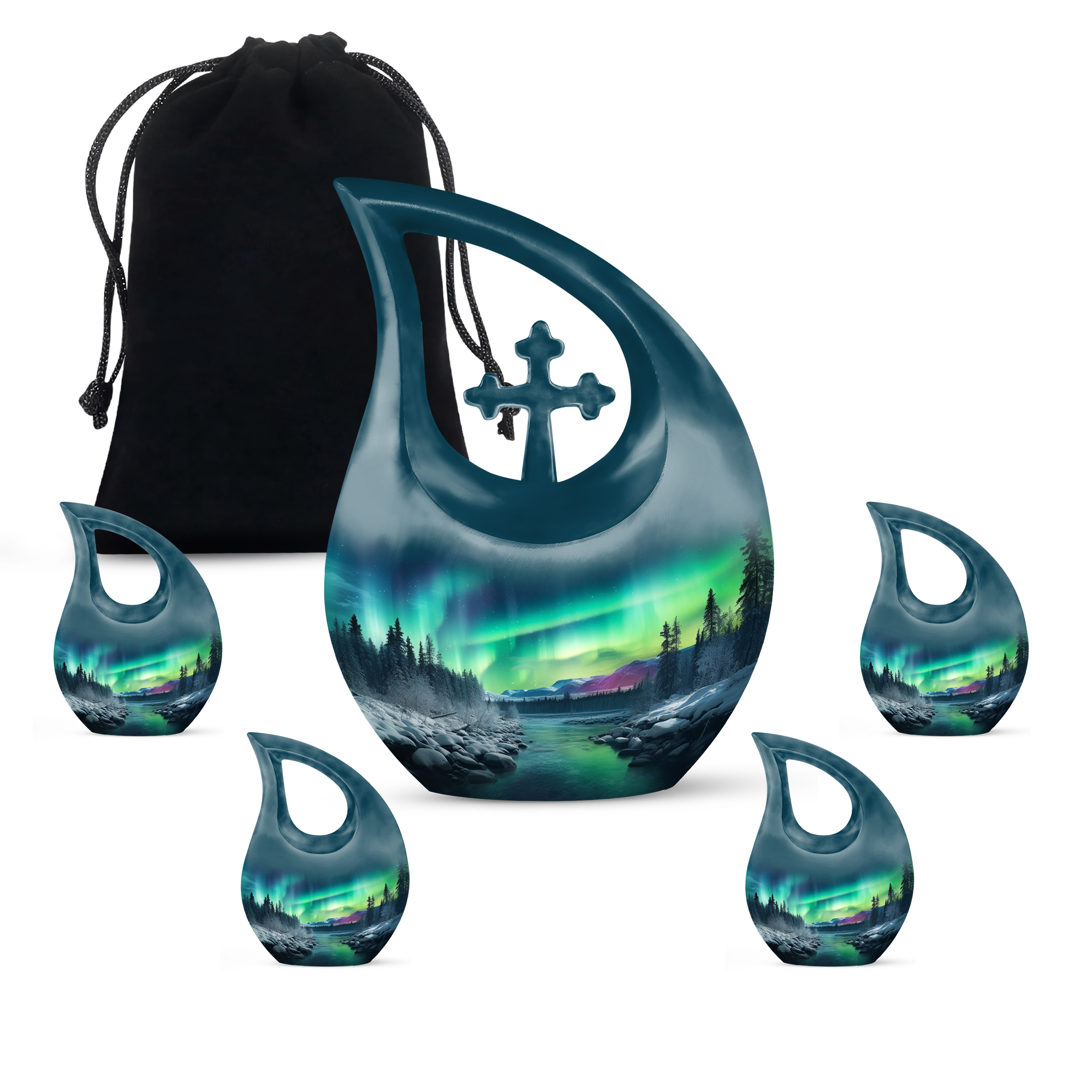 MUKTIVE Combo Sets Aurora Borealis Northern Light Urn for Ashes Mom ...