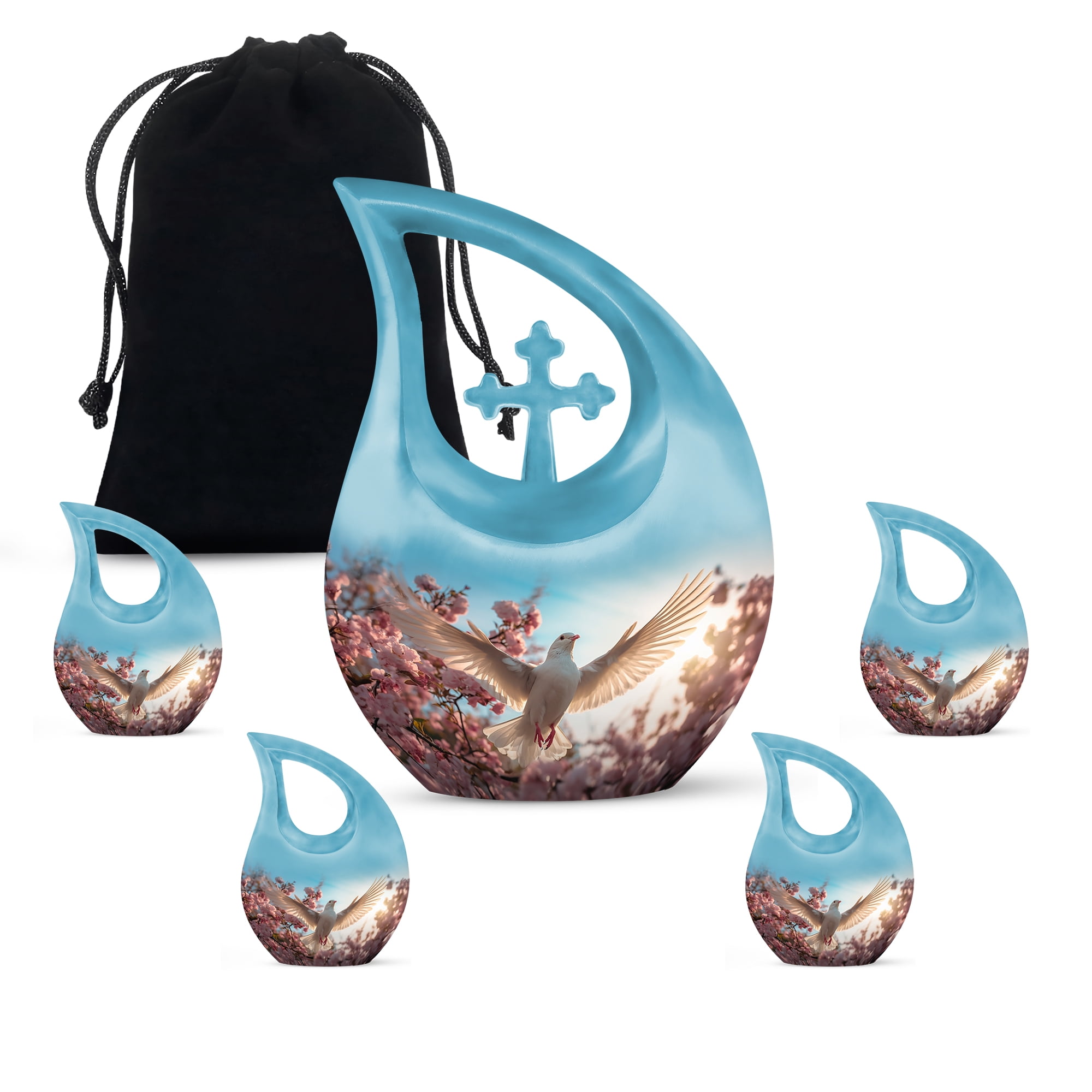 MUKTIVE Combo Sets Dove Urn, Tear Urns for Human Ashes, (1 Large 10 ...