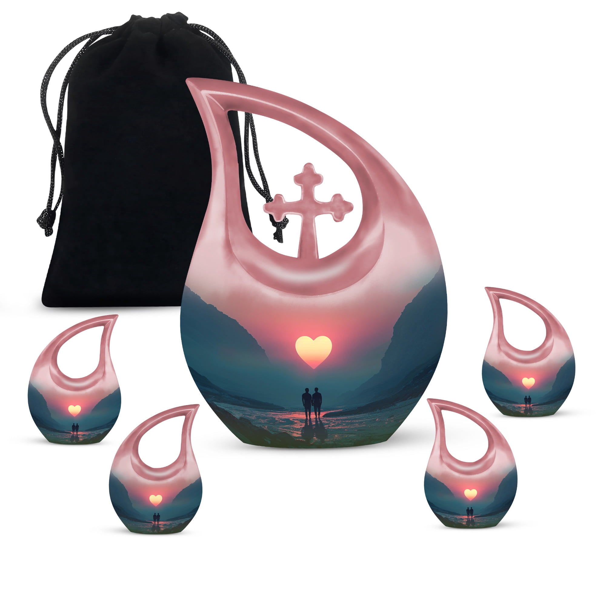 MUKTIVE Couples Combo Sets Urns for Human Ashes Adult Man, Heart ...