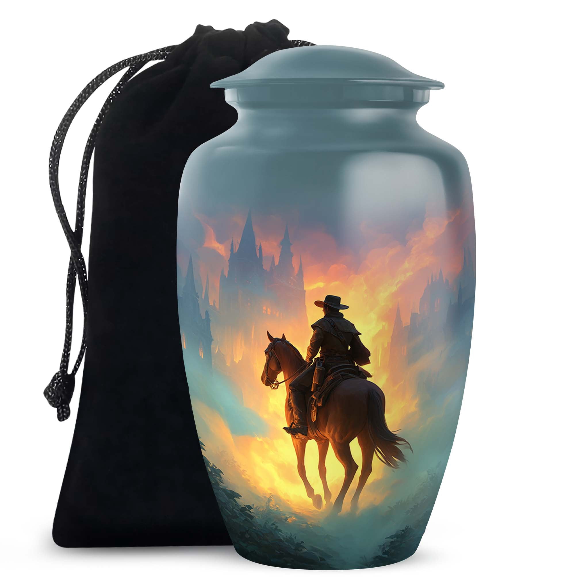 MUKTIVE Cowboy Urn - Cremation Urns for Human Ashes - Blue Handcrafted ...