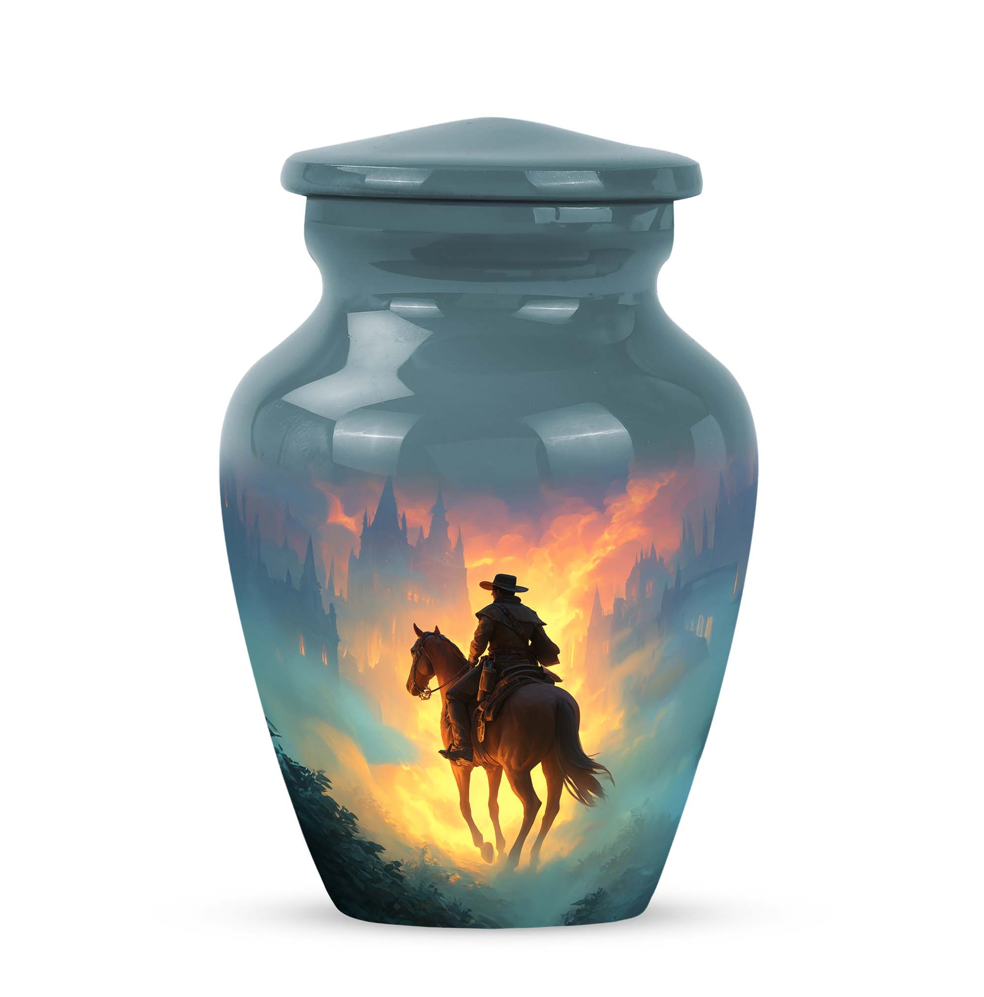 MUKTIVE Cowboy Urn - Cremation Urns for Human Ashes Keepsake - Blue ...