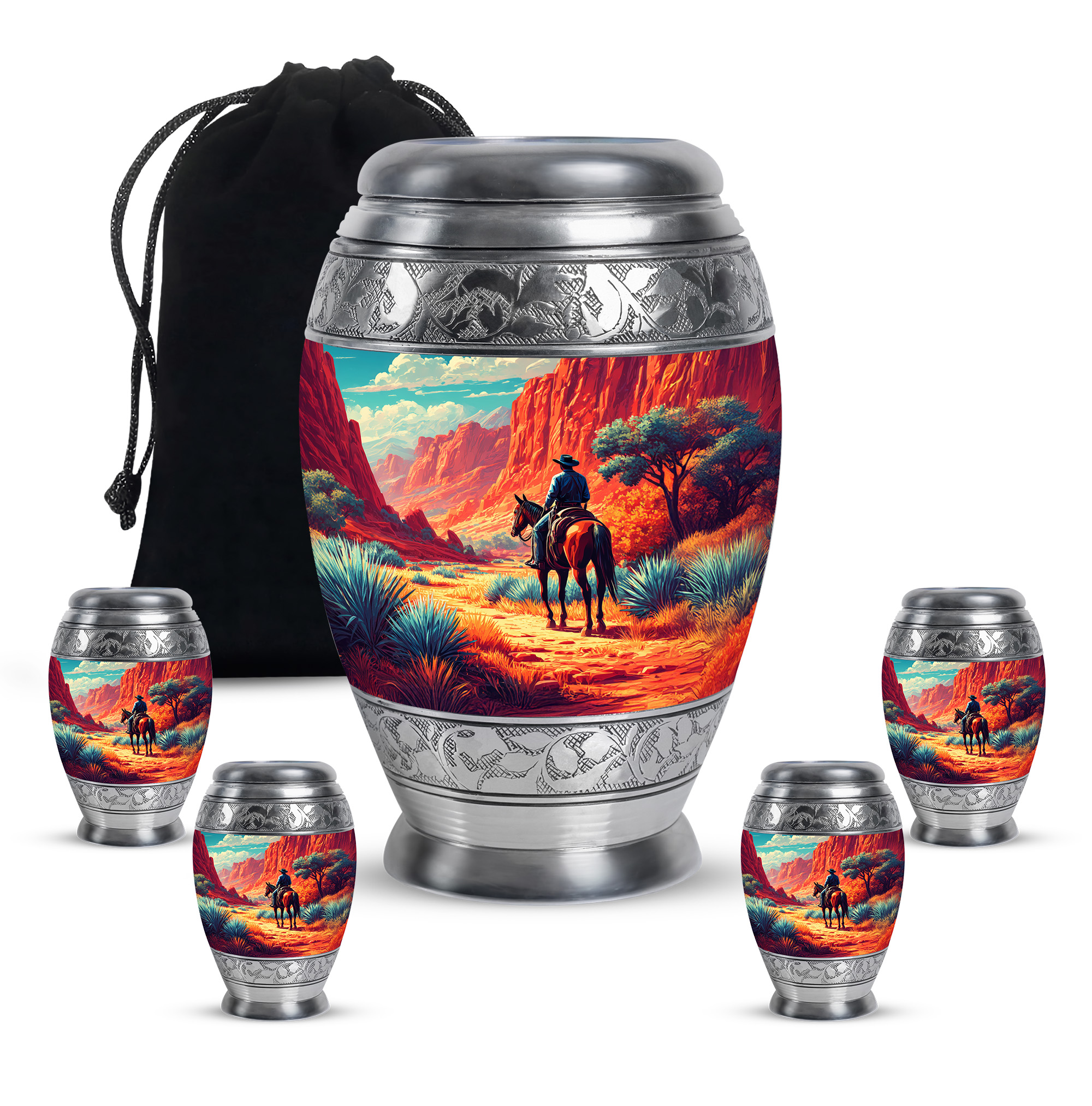 MUKTIVE Cowboys 5 Pcs Cremation Urns for Ashes for Women - Desert ...