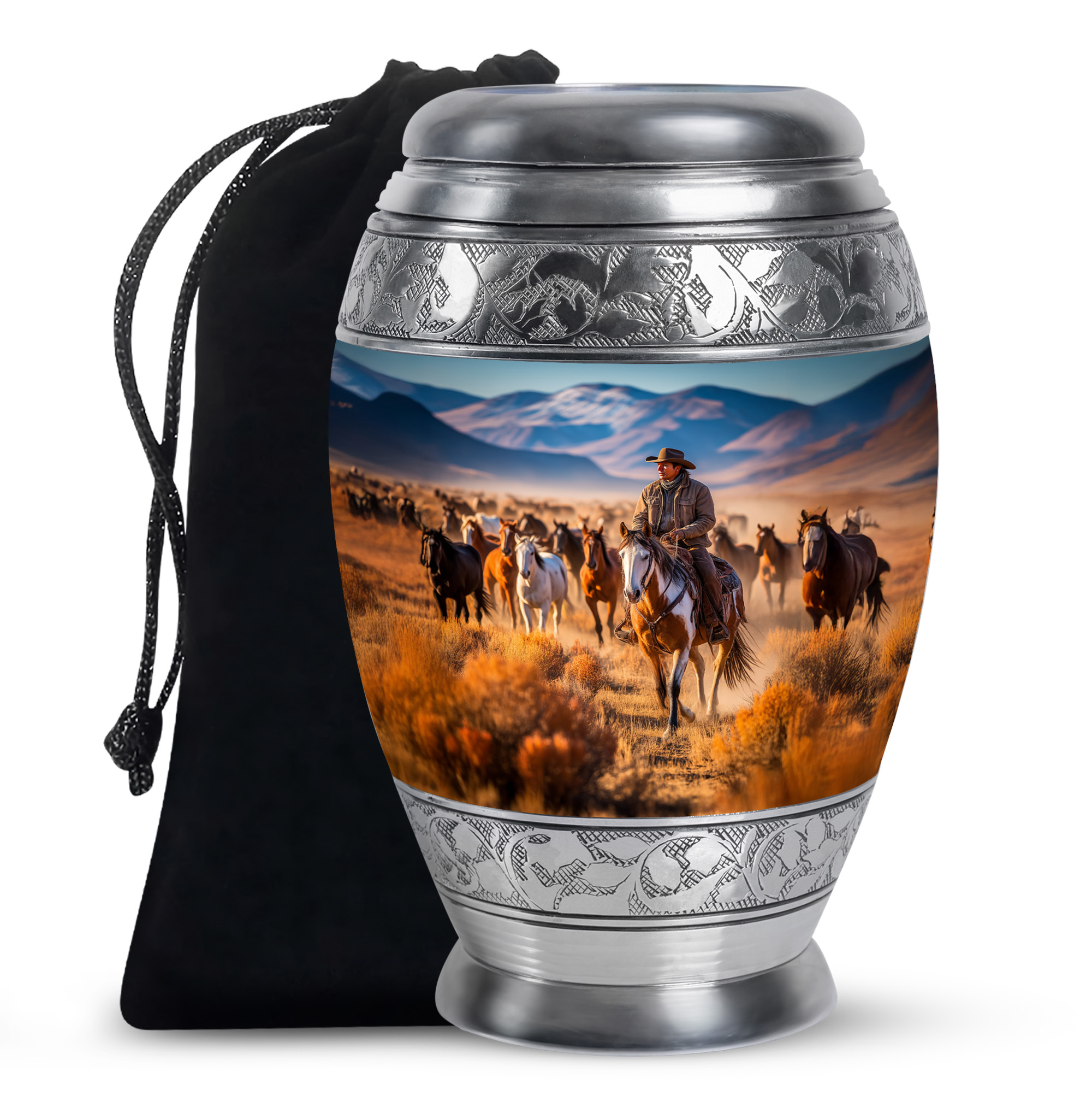 MUKTIVE Cowboys Cremation Urns for Human Ashes Adult Large - Horses ...