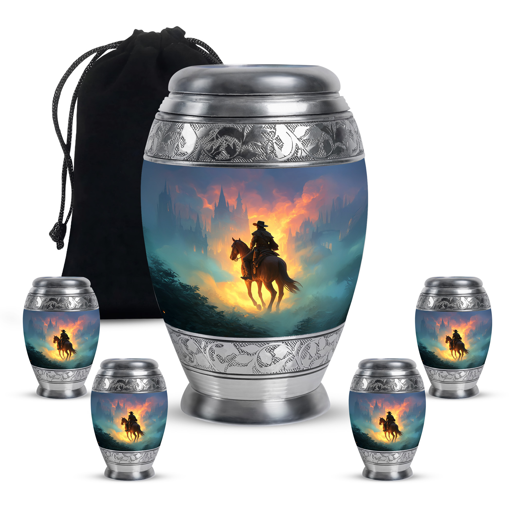 MUKTIVE Cowboys Cremation Urns for Human Ashes for Male Combo - Blue ...