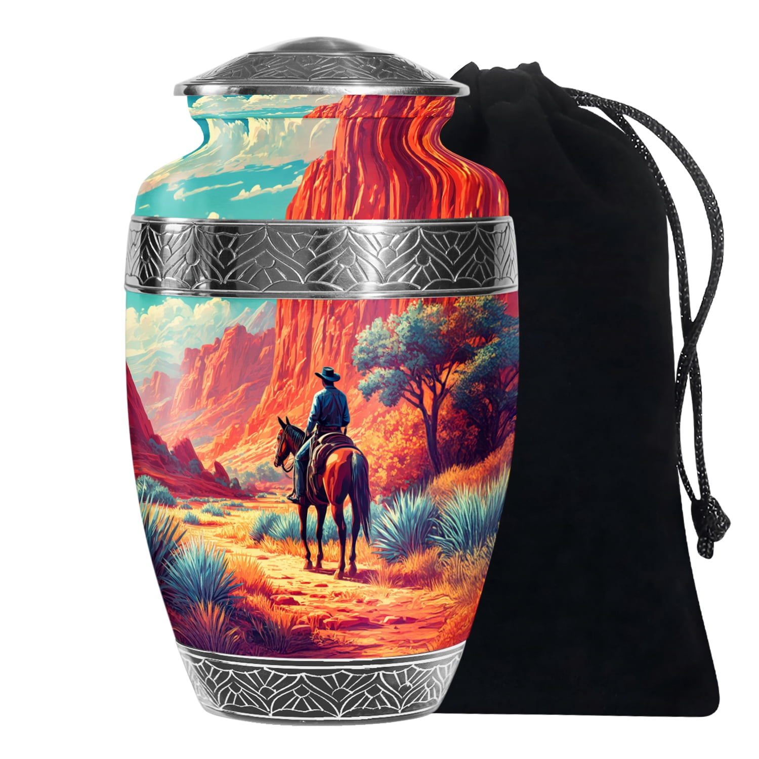 MUKTIVE Cowboys Large Cremation Urns for Human Ashes Male - Desert Urn ...