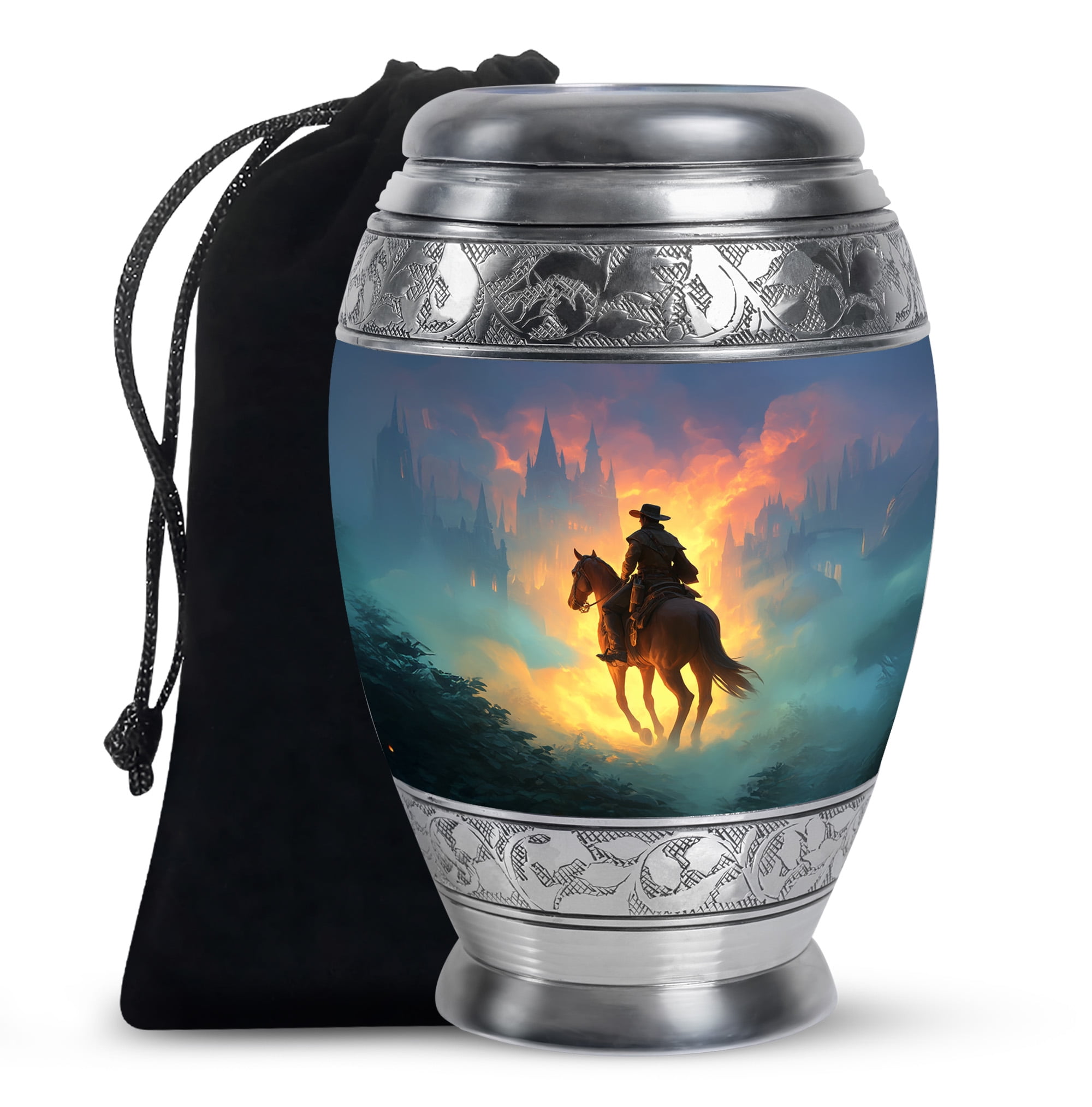 MUKTIVE Cowboys Large Memorial Cremation Urns for Human Ashes - Blue ...