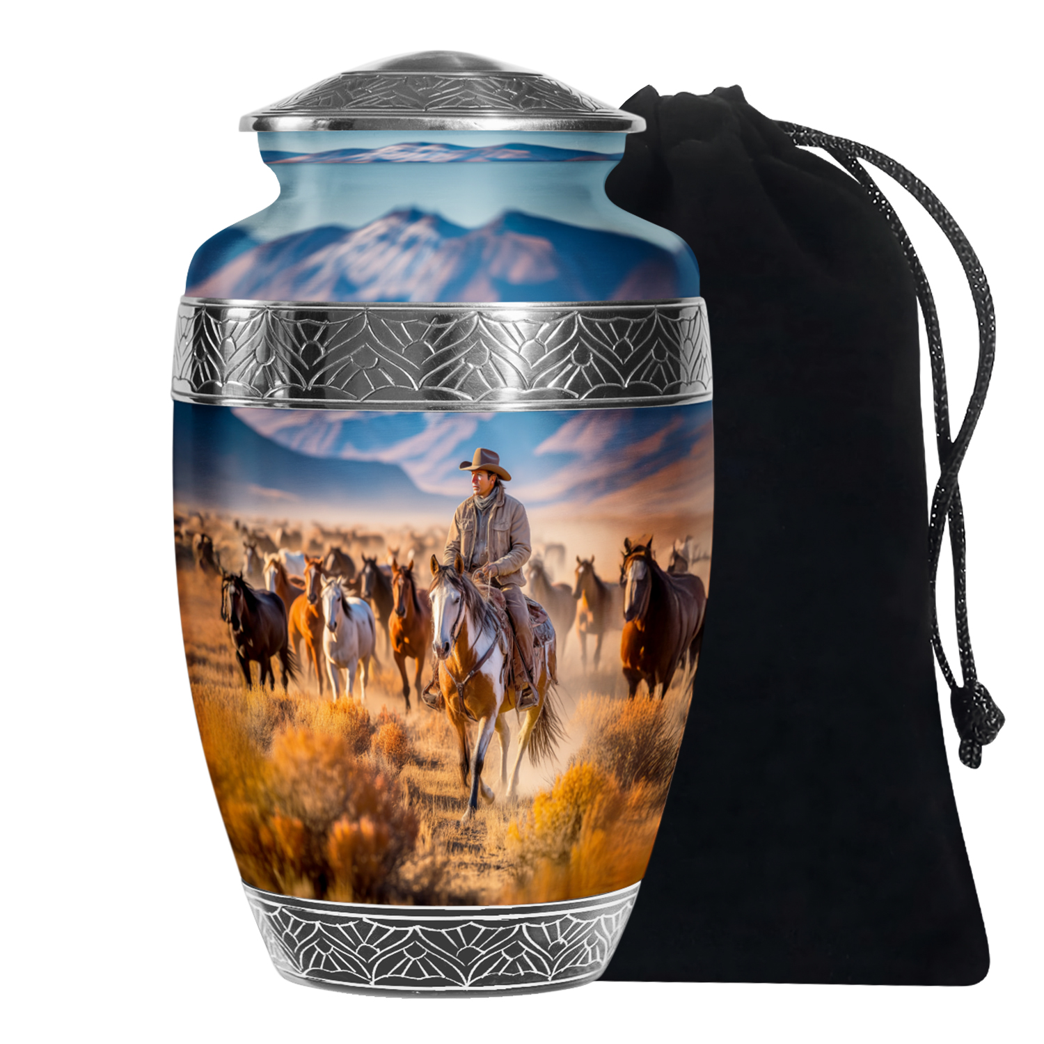 MUKTIVE Cowboys Large Urns for Cremation Ashes for Women - Horses ...
