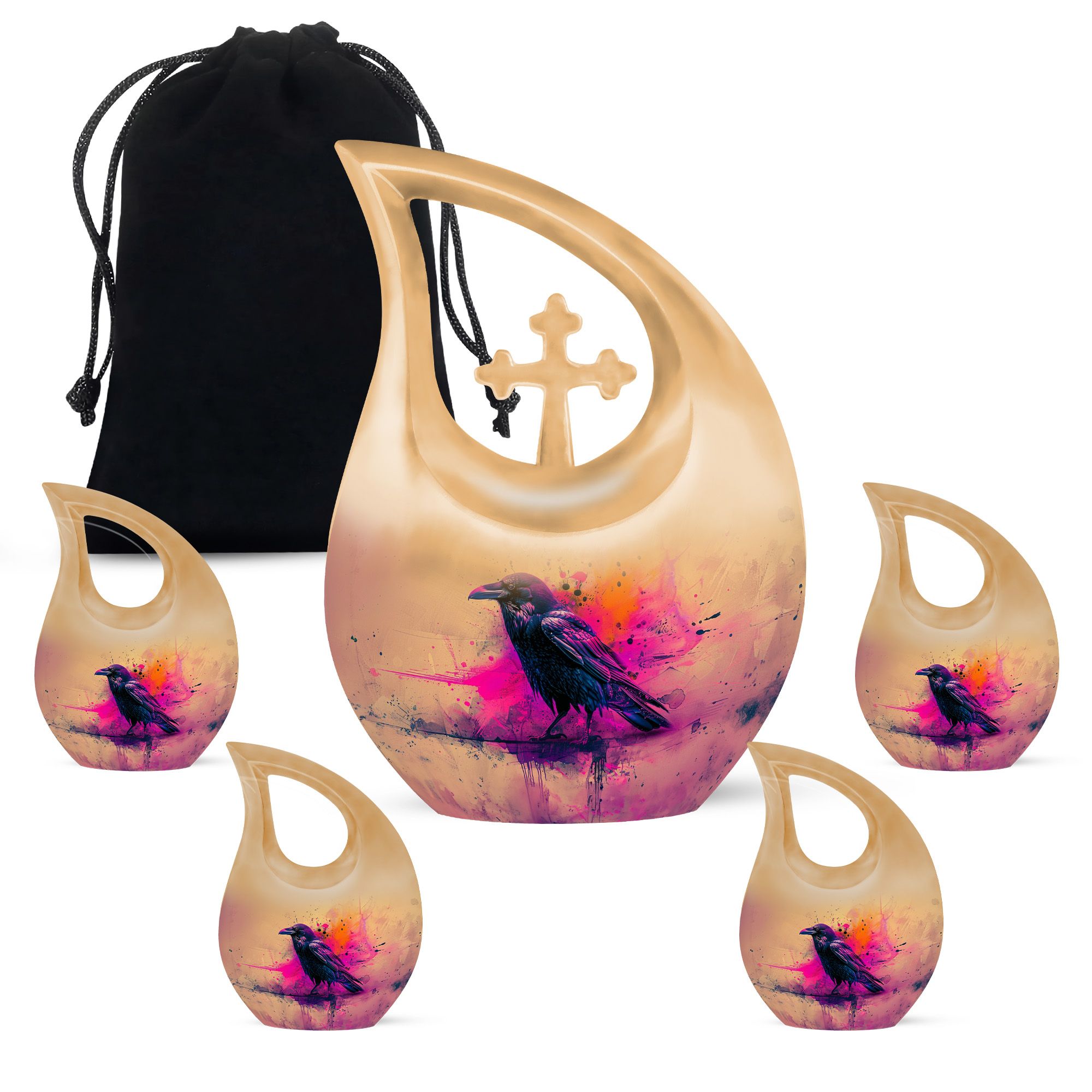 MUKTIVE Crow Blue Cremation Urn for Human Ashes Mom & Dad, Combo Sets ...