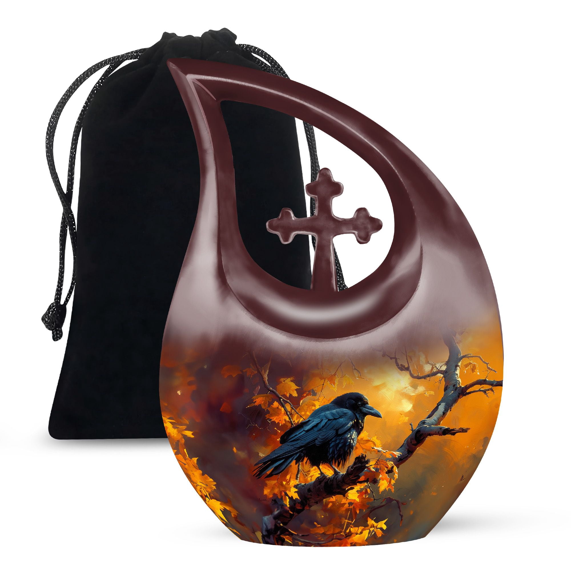 MUKTIVE Crow Burial Cremation Urns for Human Adult Ashes Male & Female ...