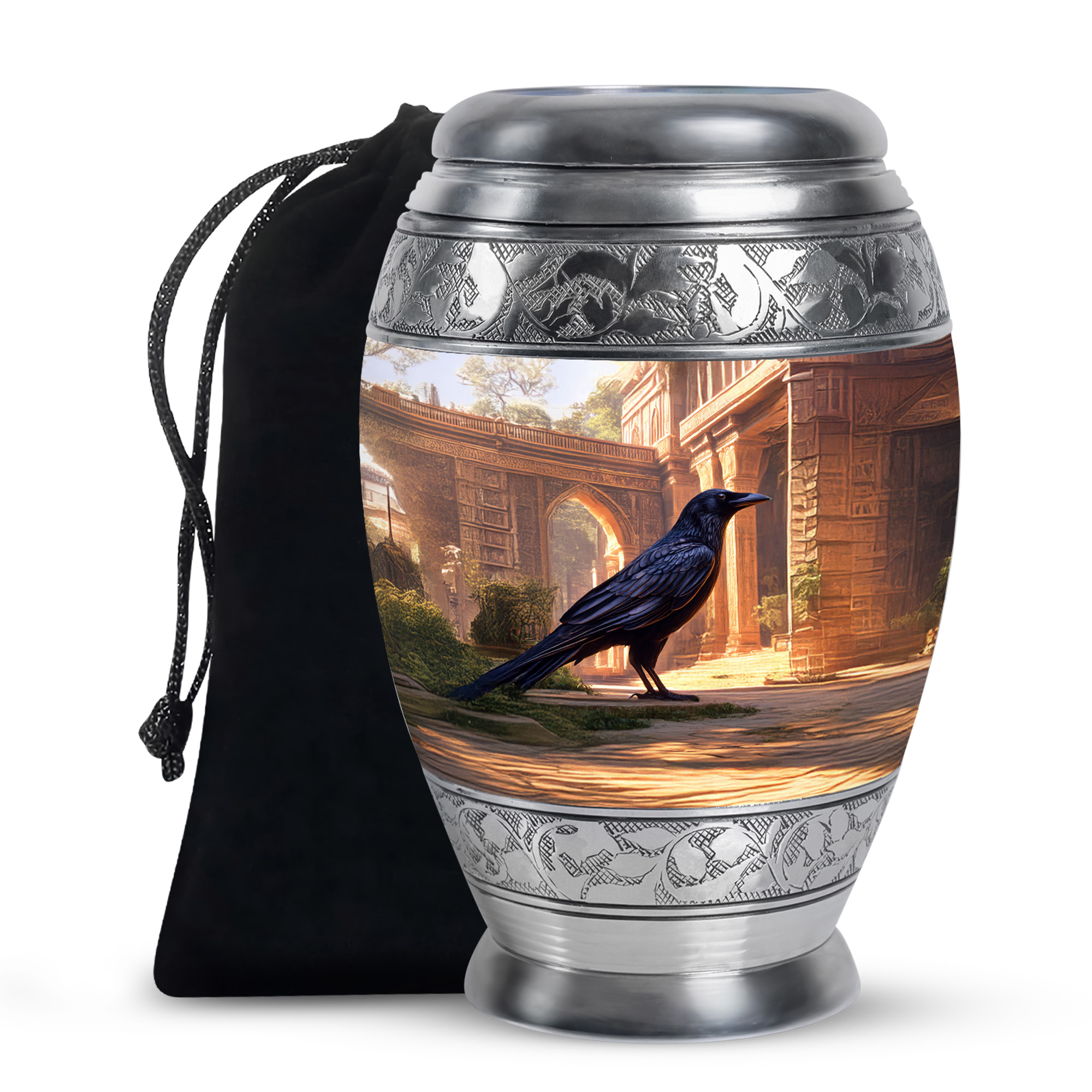 MUKTIVE Crow Cremation Burial Urns for Ashes Adult Male, White Funeral ...