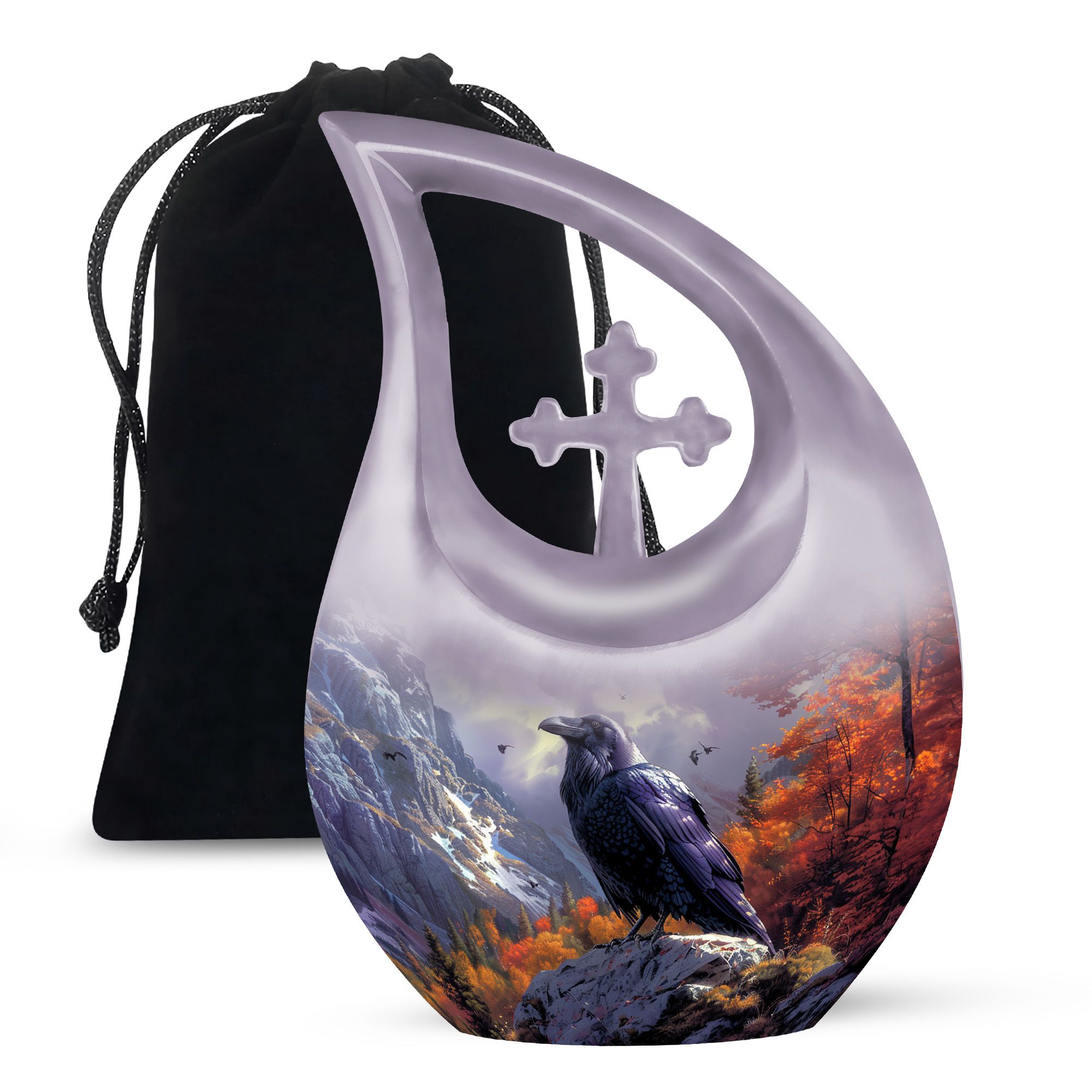 MUKTIVE Crow Cremation Urn for Adult Male & Female - Large Funeral ...