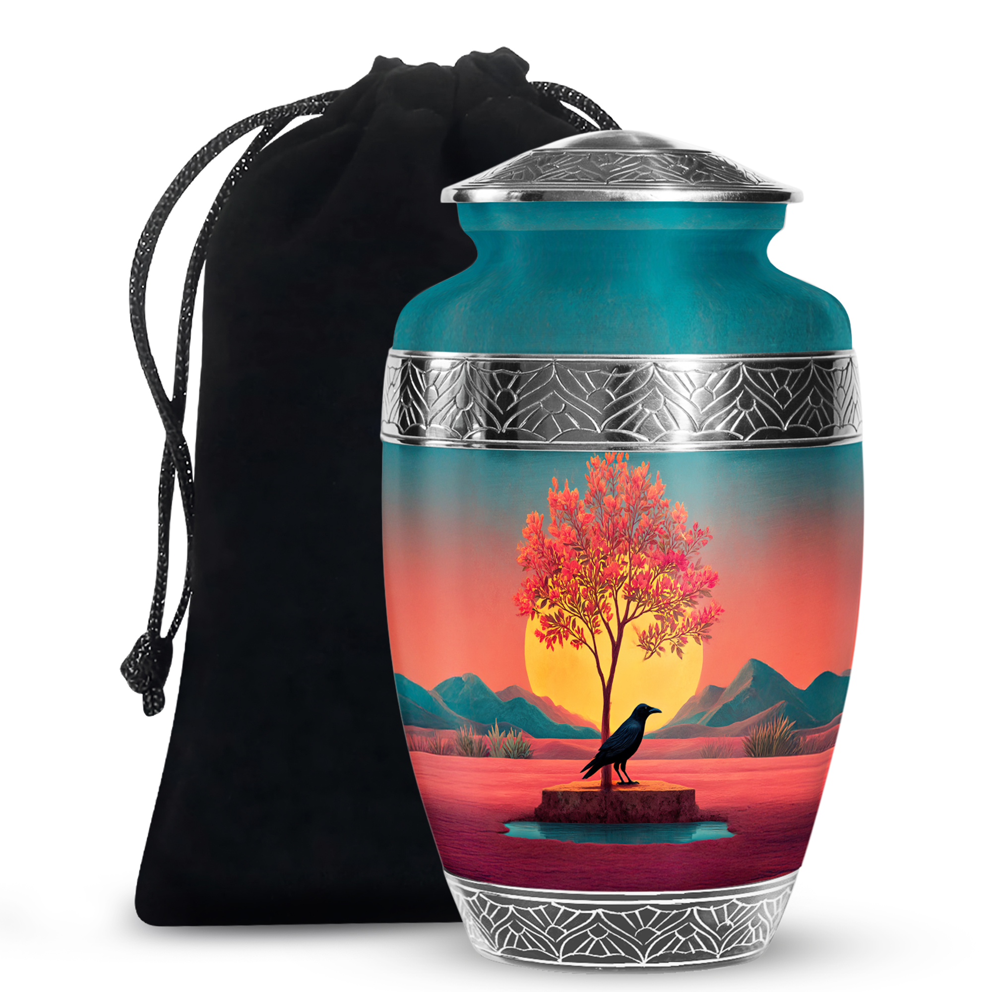 MUKTIVE Crow Cremation Urn for Human Ashes, Large Mountain Urns for ...