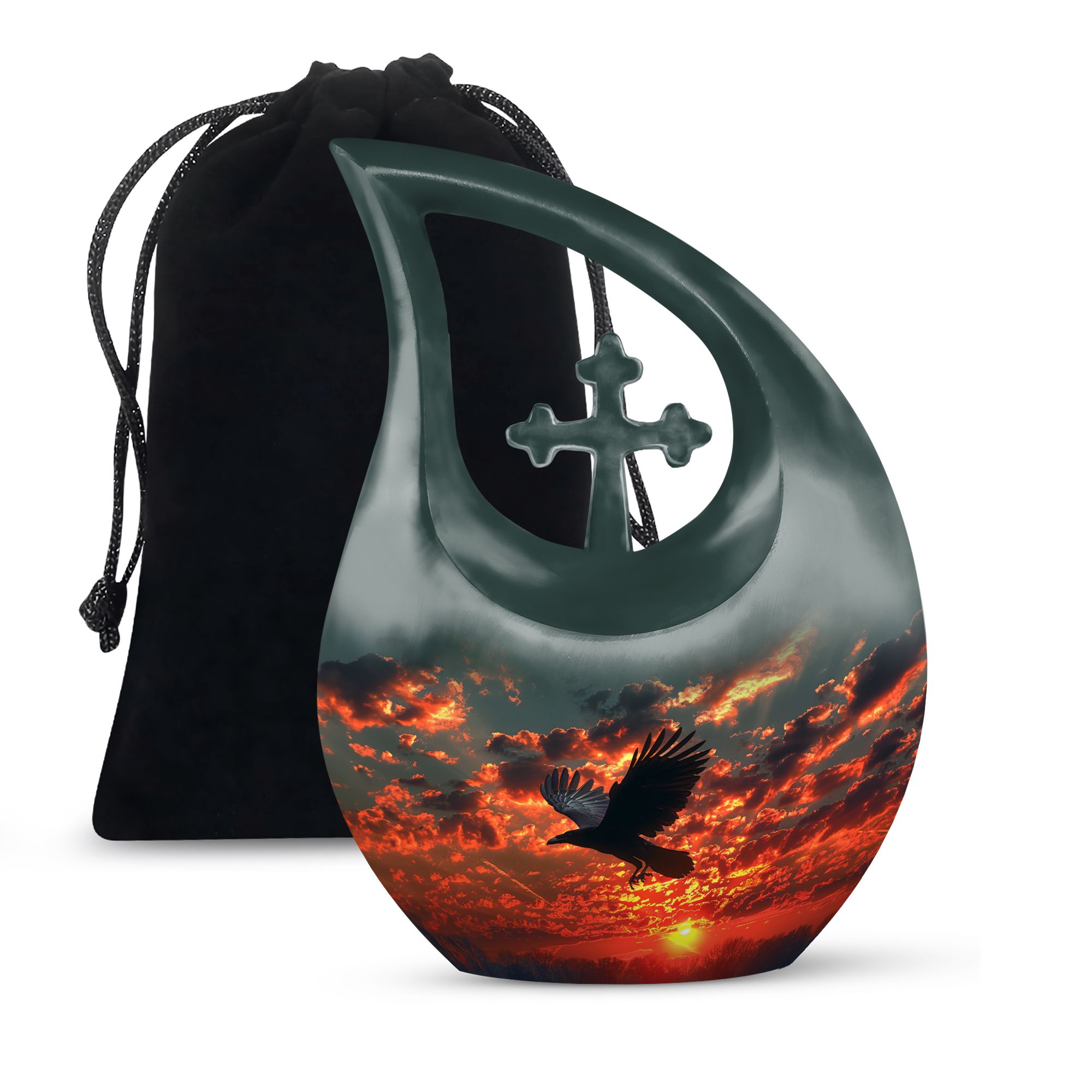 MUKTIVE Crow Urn for Ashes Adult Male - Forest Green Large Urn for ...
