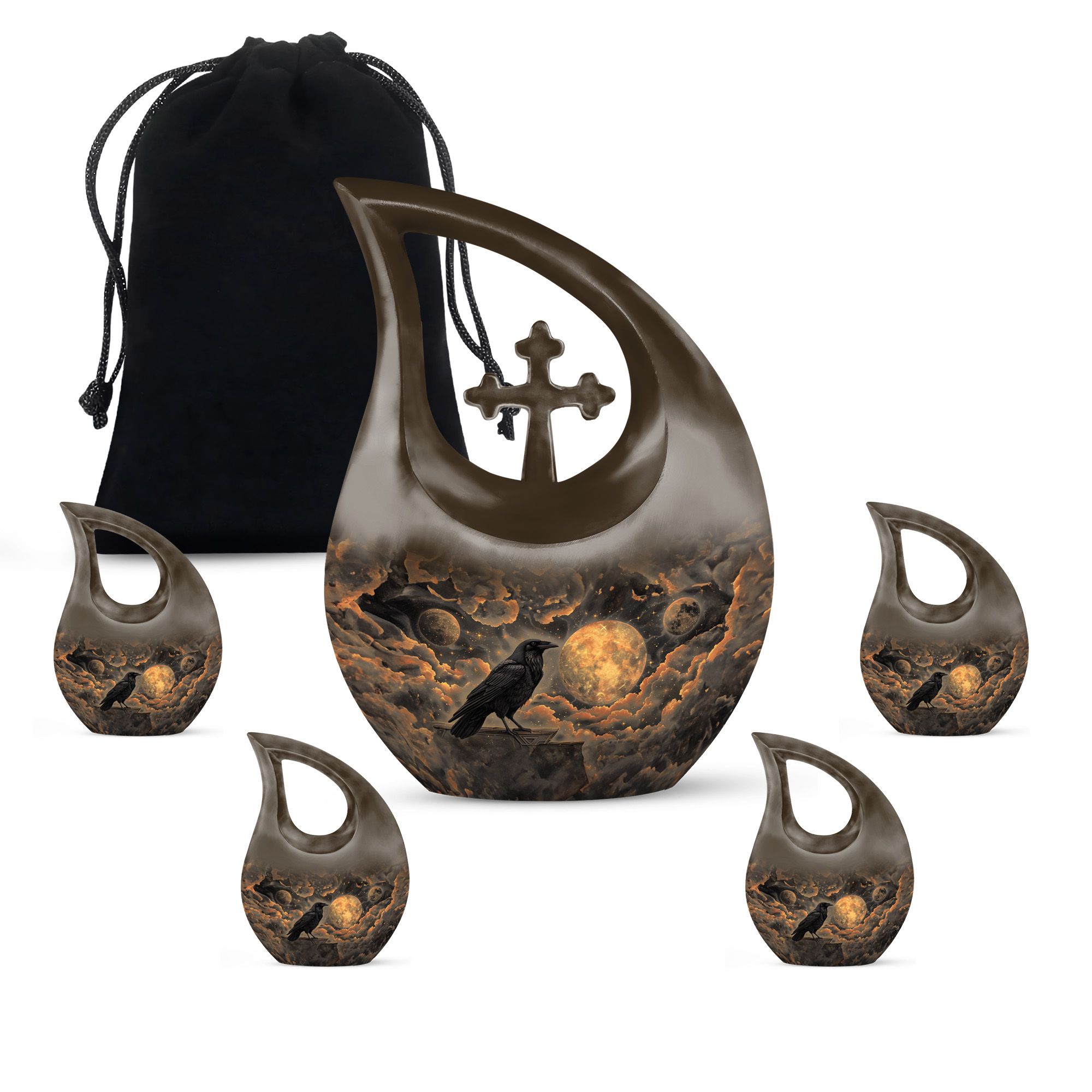MUKTIVE Crow Urn for Ashes Adult Male, Urns for Human Ashes Adult ...