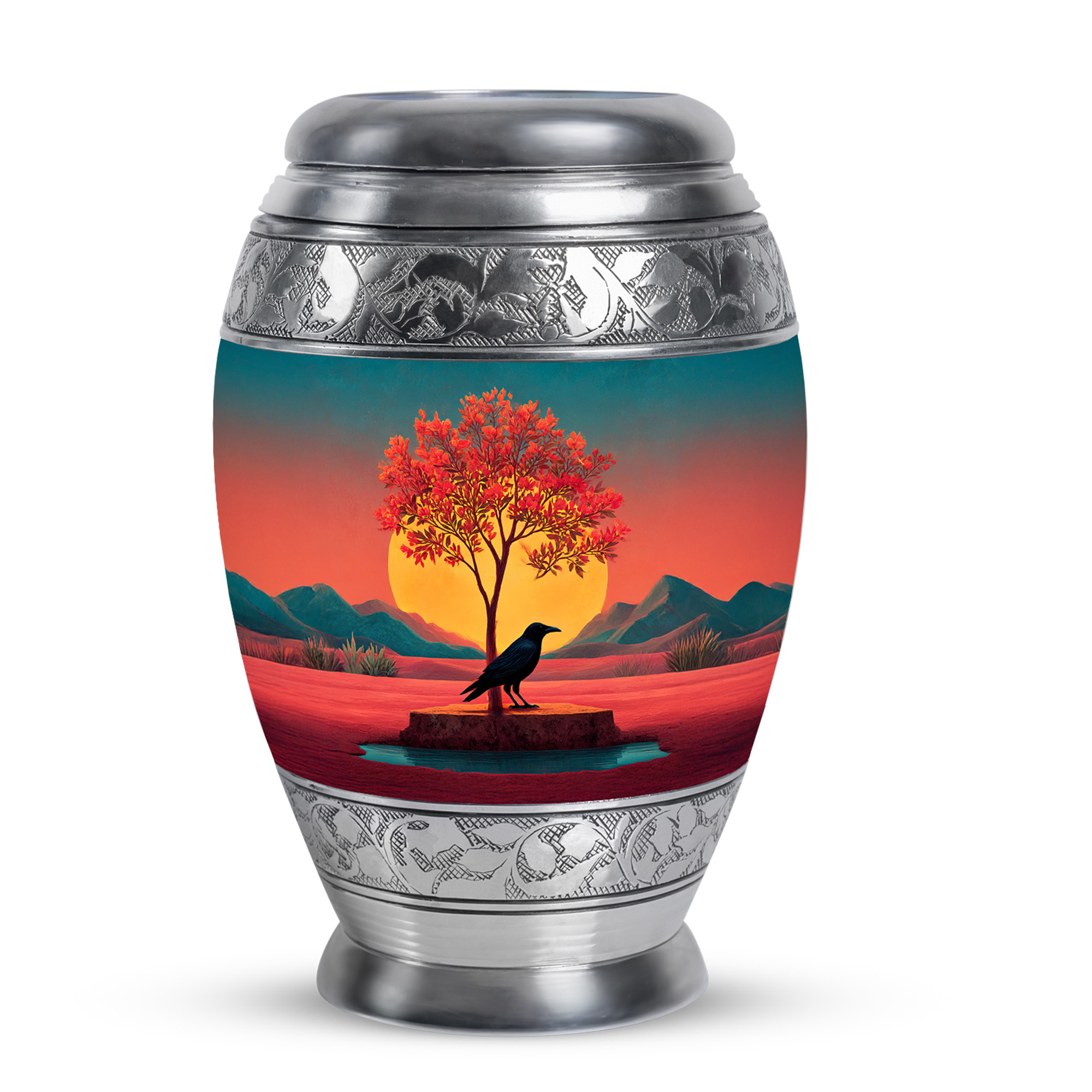 MUKTIVE Crows Urns for Men Cremation, Small Keepsake Memorial Sunset ...