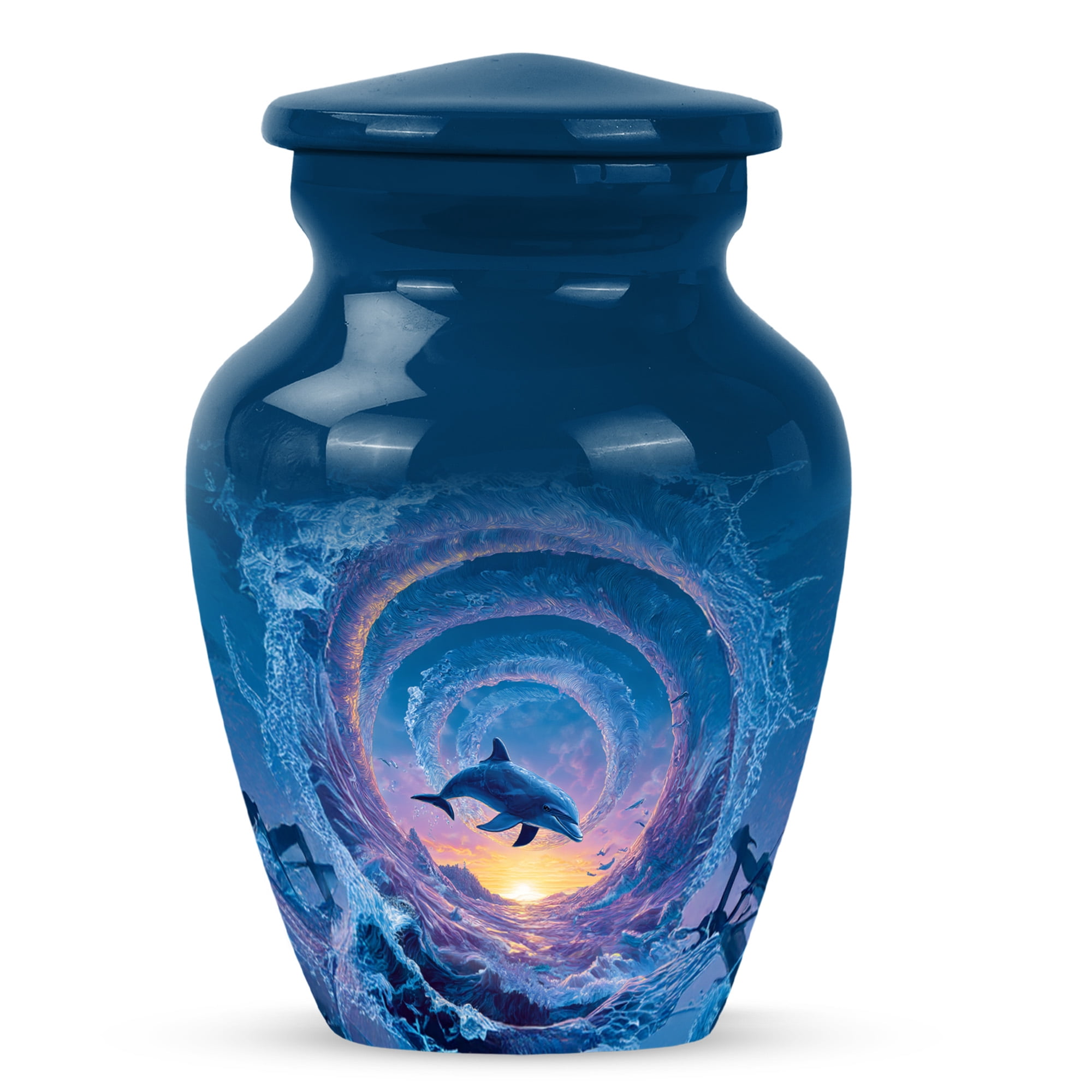 MUKTIVE Dolphin Mini Urns for Human Ashes Adult Male, Sunset Urn, Small ...