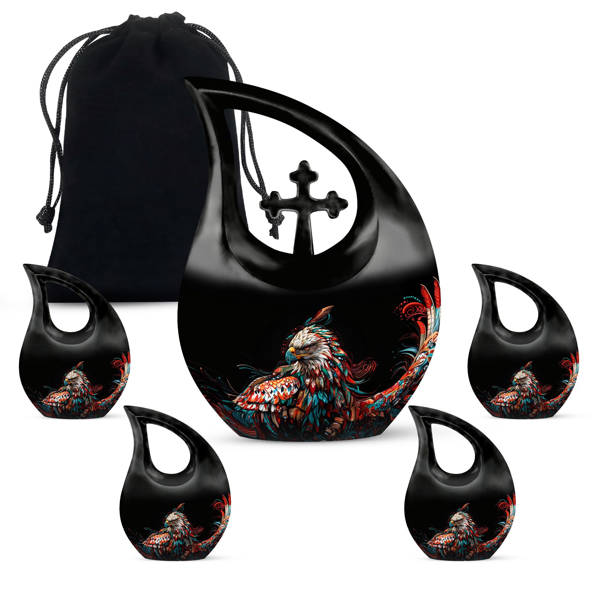 MUKTIVE Eagle Memorial Burial Urn for Adult Ashes Male & Female, Black ...