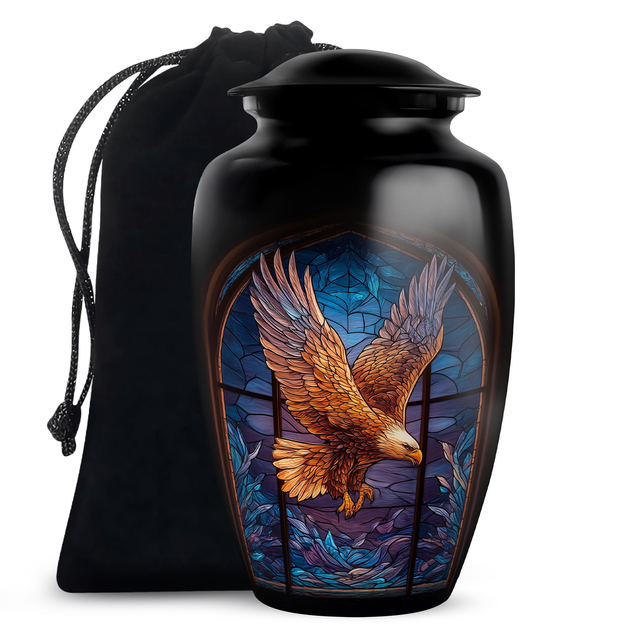 MUKTIVE Eagle Memorial Urn for Human Ashes - Large Cremation Black Urn ...