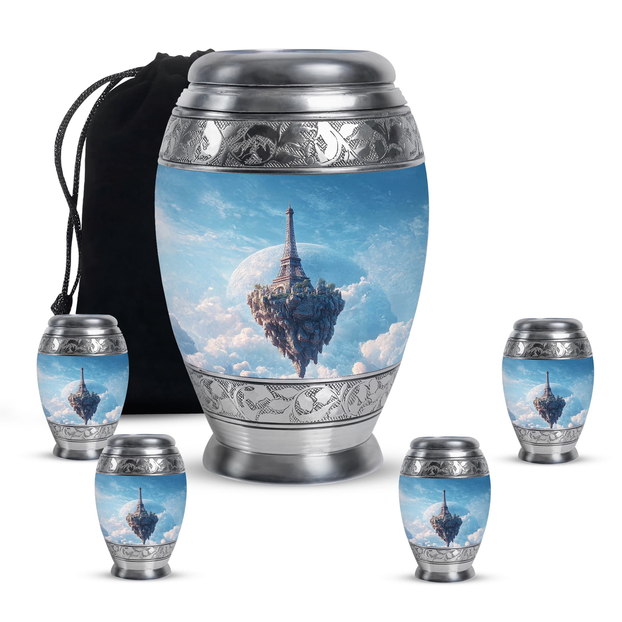 MUKTIVE Eiffel Tower Funeral Urns for Adult Male 1 Large 4 Keepsake ...