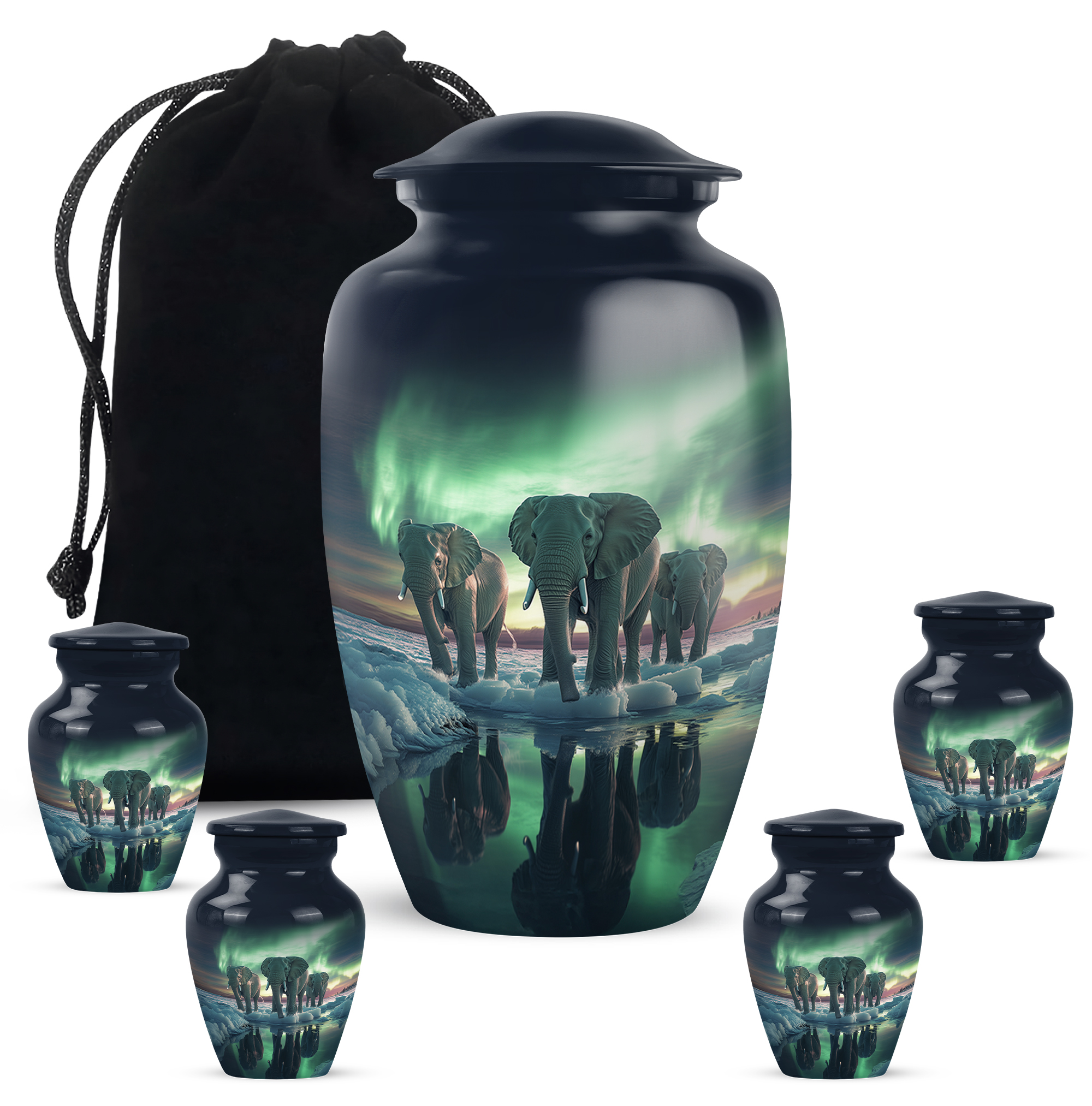 MUKTIVE Elephant Set of 5 Memorial Burial Urns for Human Ashes Adult ...
