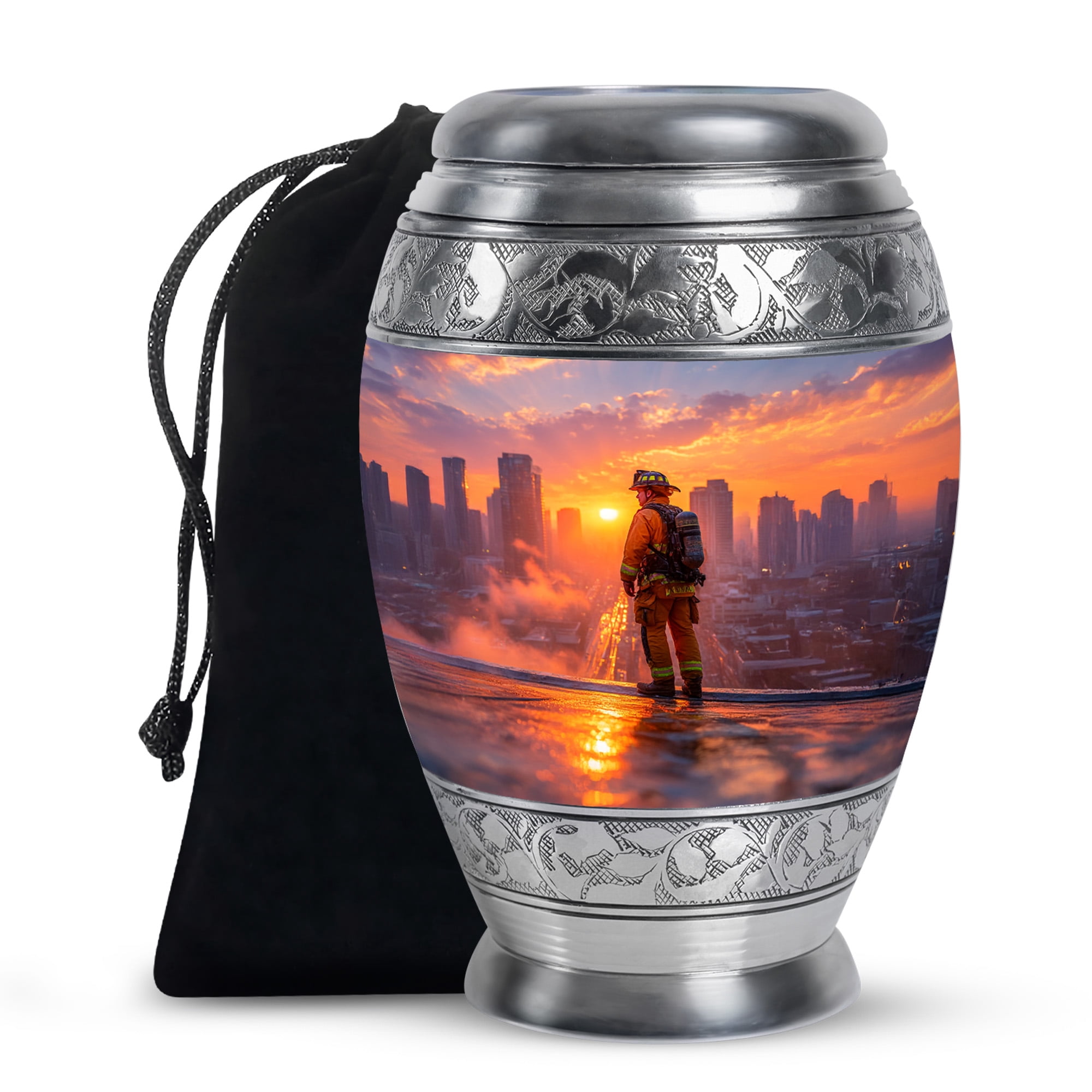 MUKTIVE Firefighter Burial Urns for Human Ashes Adult Man, Large Sunset ...