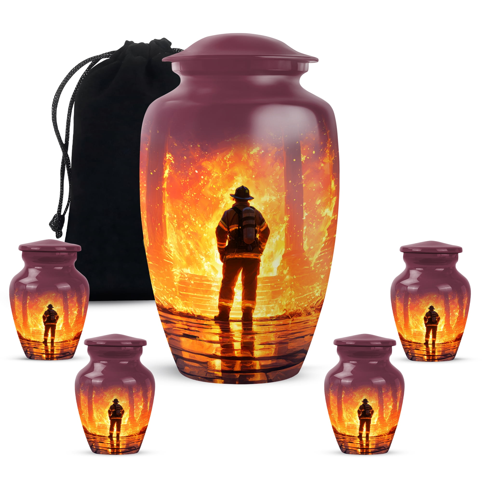 MUKTIVE Firefighter Cremation Urns for Adult Male, Burial Urn for Ashes ...