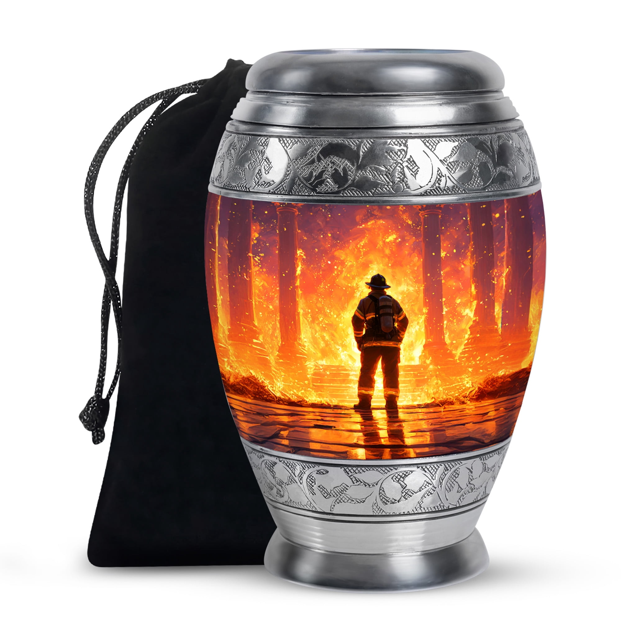 MUKTIVE Firefighter Cremation Urns for Adult Male, Large Maroon Funeral ...