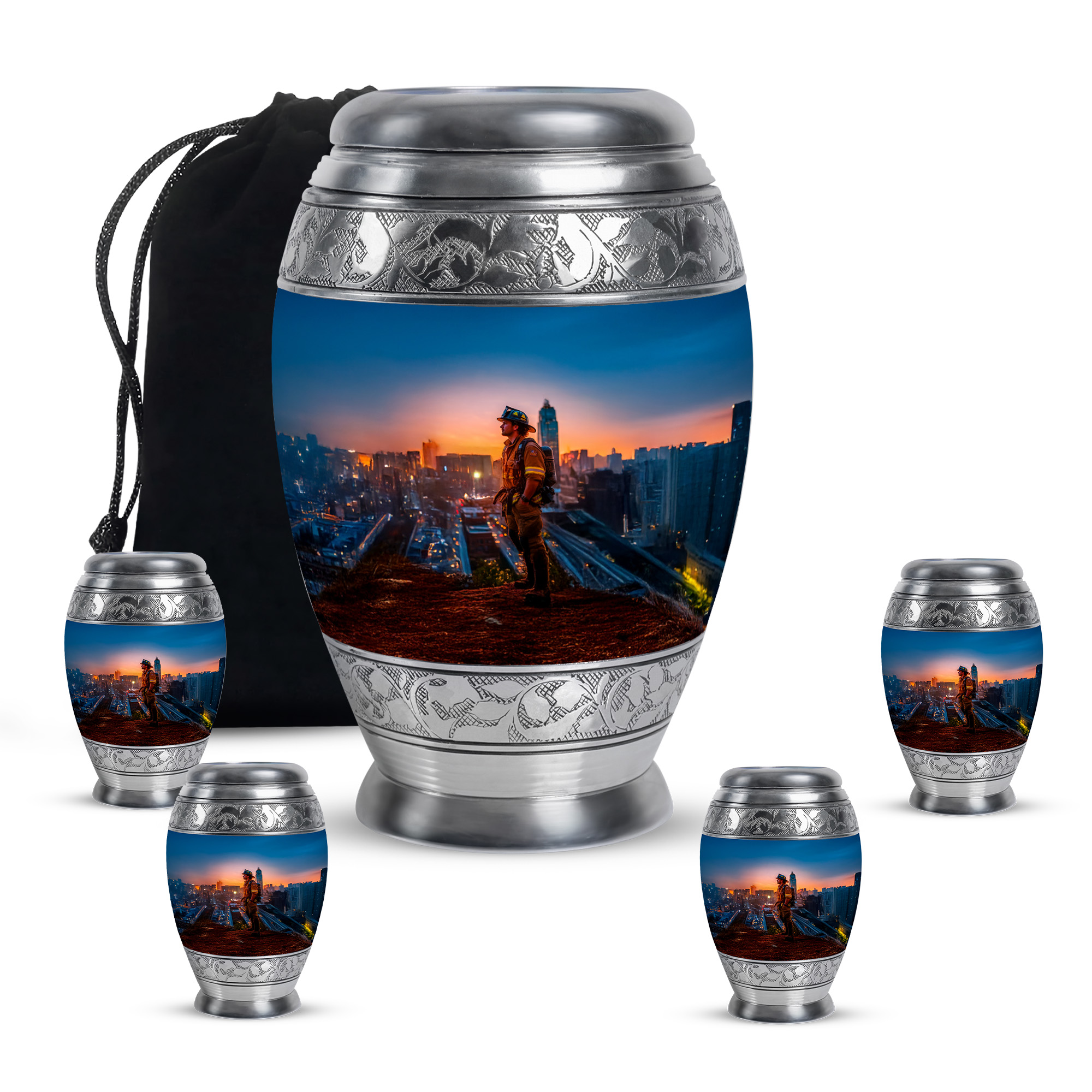 MUKTIVE Firefighter Funeral Urn for Ashes for Women, Large & Keepsake ...