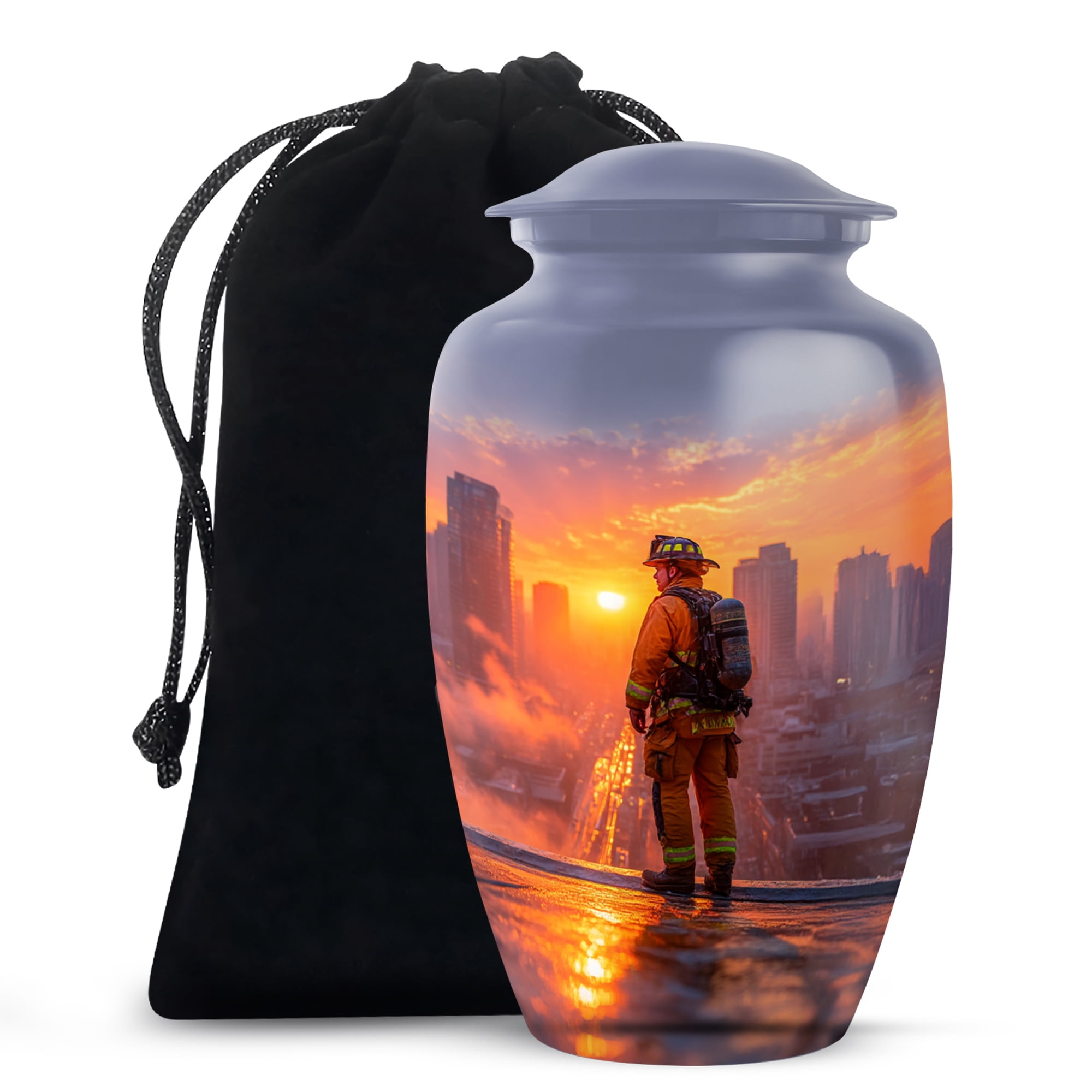 MUKTIVE Firefighter Funeral Urns for Adult Male, Grey Cremation Urns ...