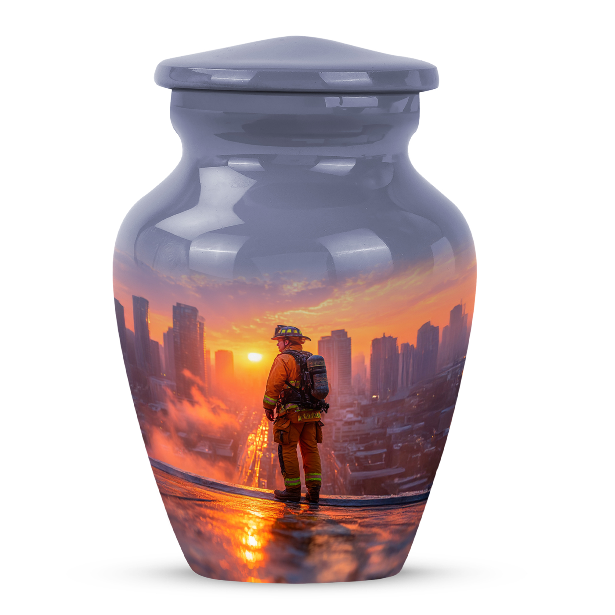 MUKTIVE Firefighter Keepsake Burial Urn for Adult Male, Mini Sunset ...