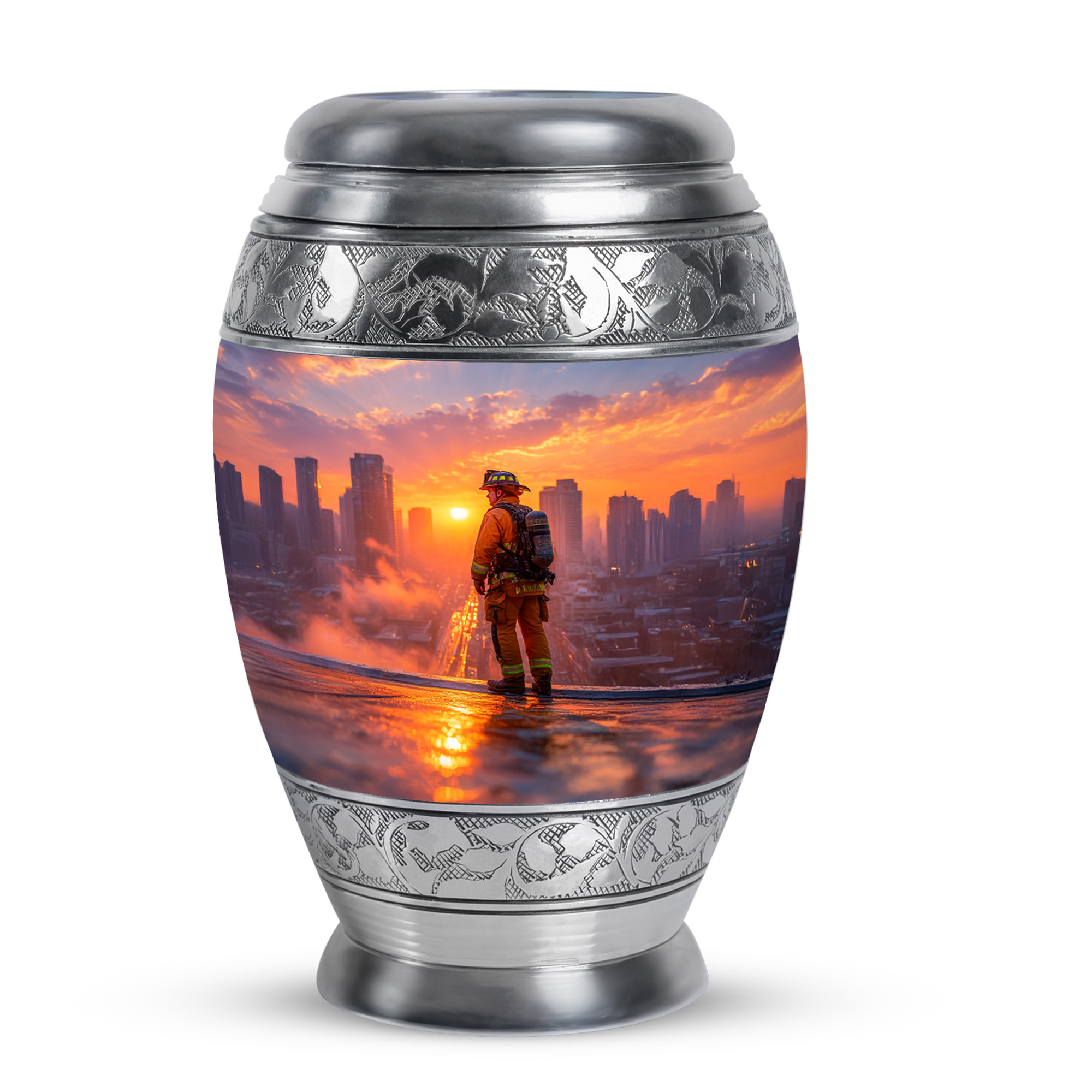 MUKTIVE Firefighter Keepsake Memorial Urns for Adult Male, Mini Grey ...