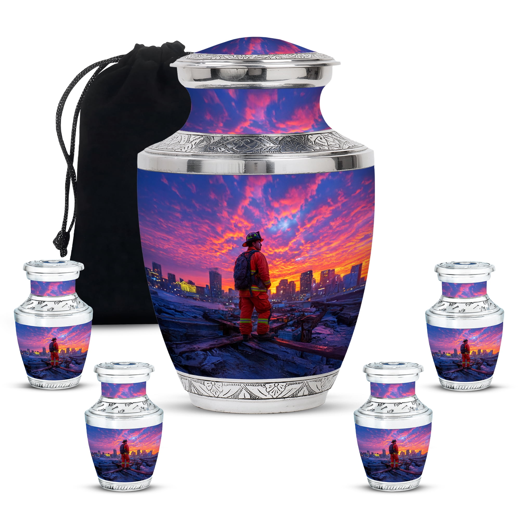 MUKTIVE Firefighter Memorial Urns for Adult Male, Large & Keepsake ...