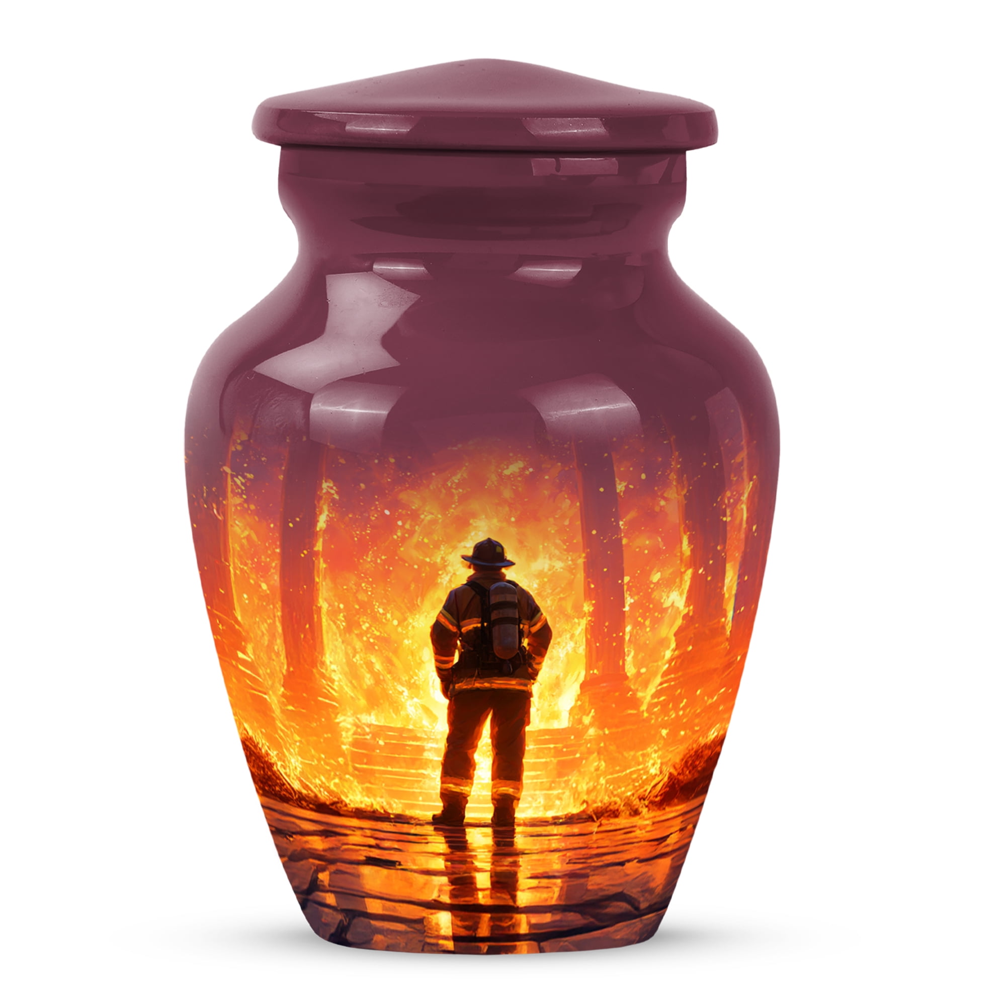 MUKTIVE Firefighter Small Funeral Urns for Adult Male, Keepsake Maroon ...