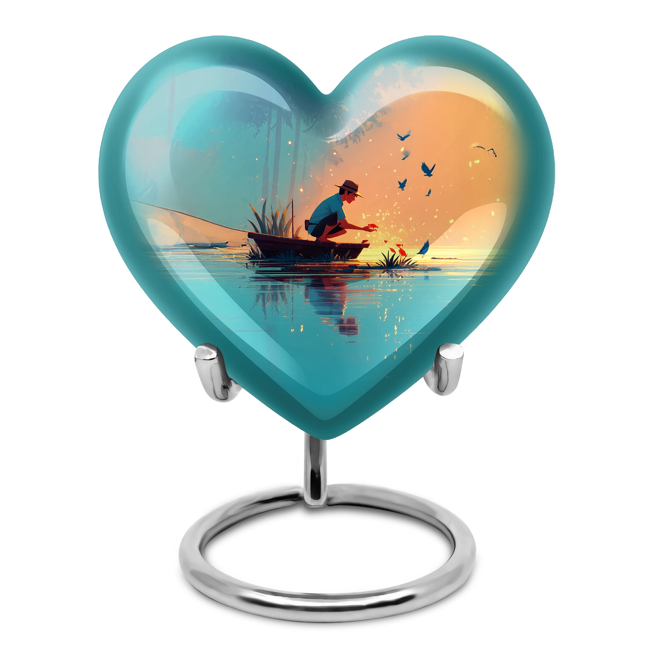 MUKTIVE Fishing Heart Keepsake Cremation Urns for Adult Ashes Male ...