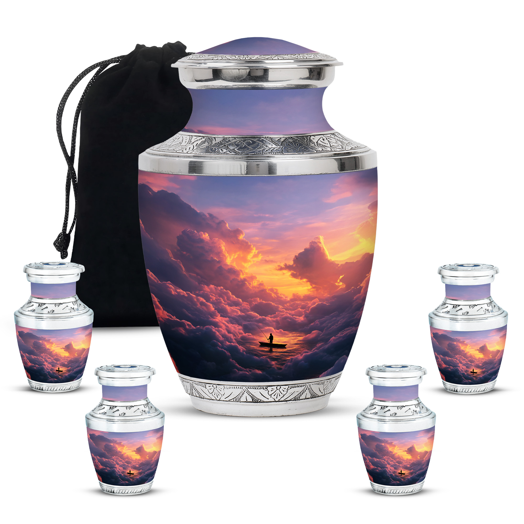 MUKTIVE Fishing Large Cremation Urns for Mom, Ocean Urn for Adult Human ...