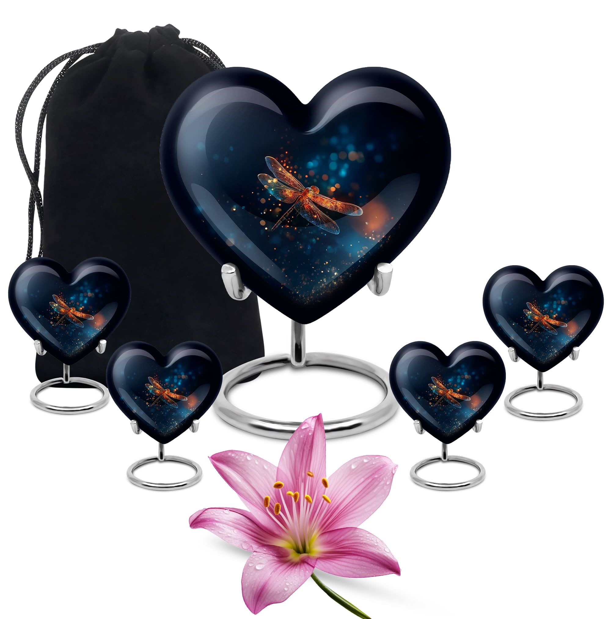 MUKTIVE Flying Dragonfly Large Cremation Heart Urns for Adult Ashes Men ...
