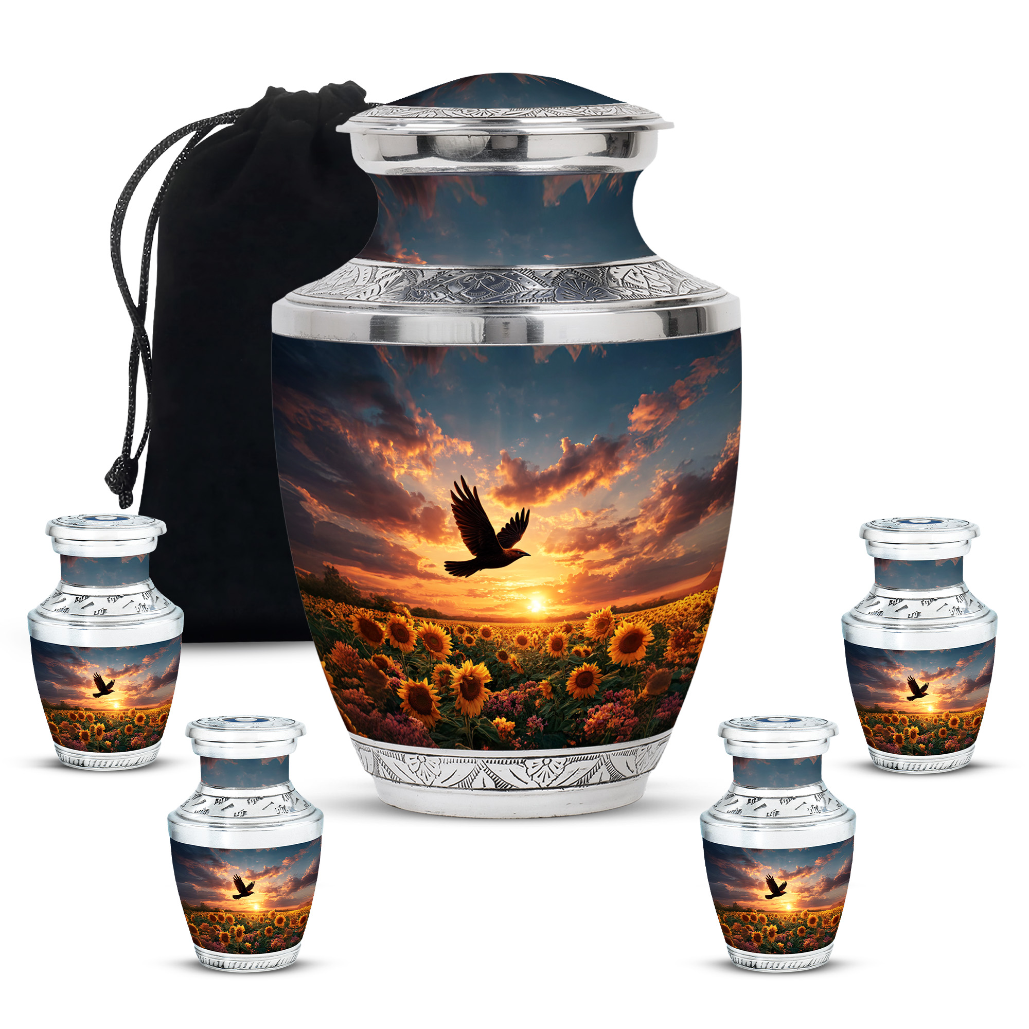 MUKTIVE Flying Sparrow Urn for Ashes for Human Funeral, Large Memorial ...