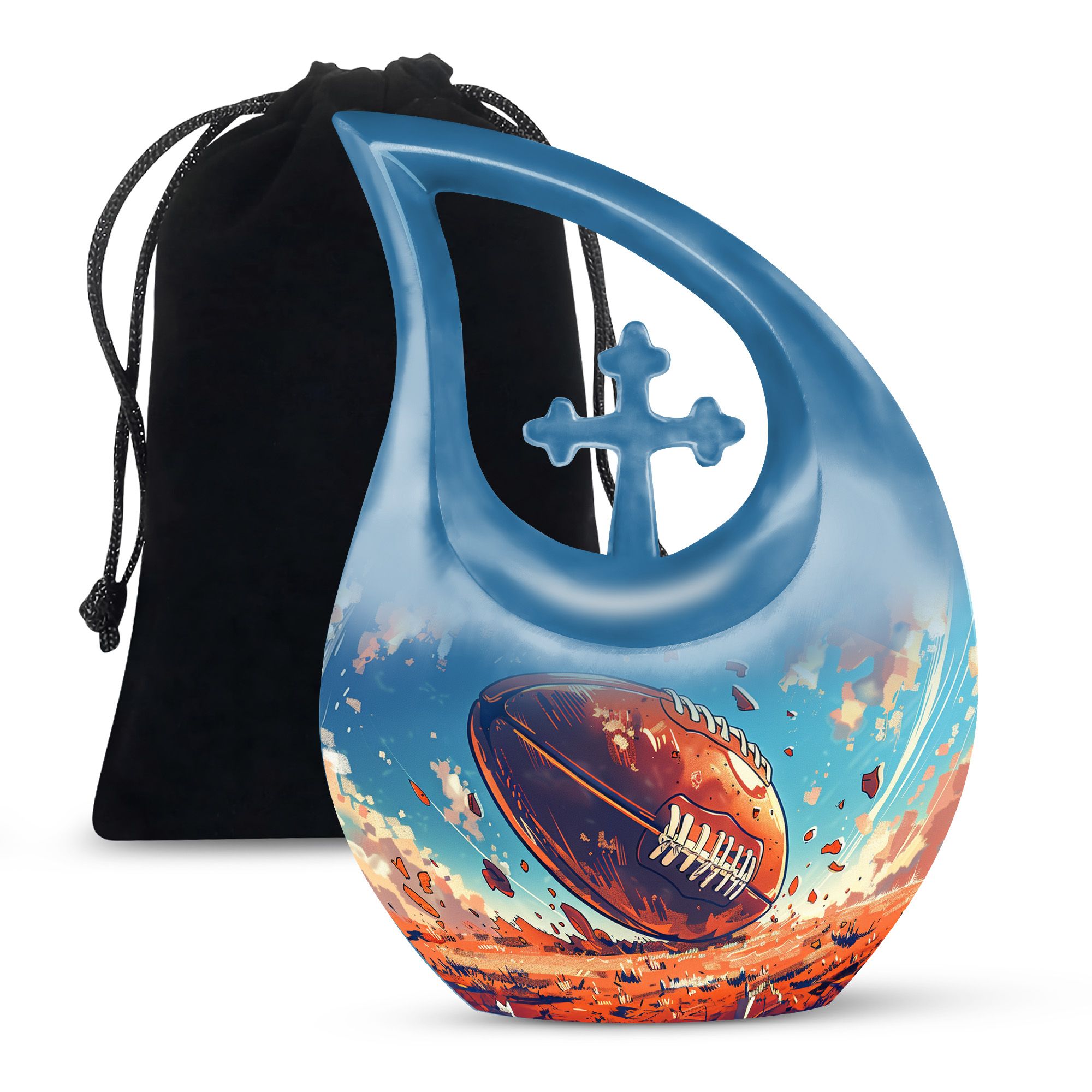 MUKTIVE Football Decorative Urn for Human Ashes Adult Mother - Blue ...