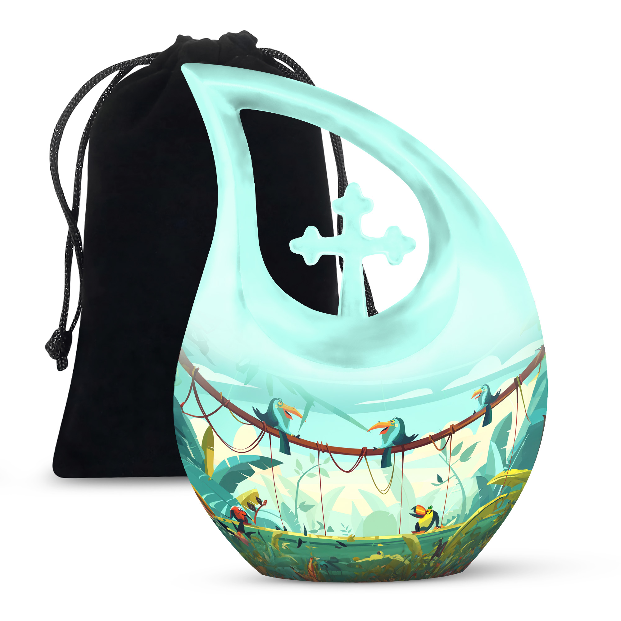 MUKTIVE Forest Burial Large Urn for Adult Male Female Ashes - Blue ...